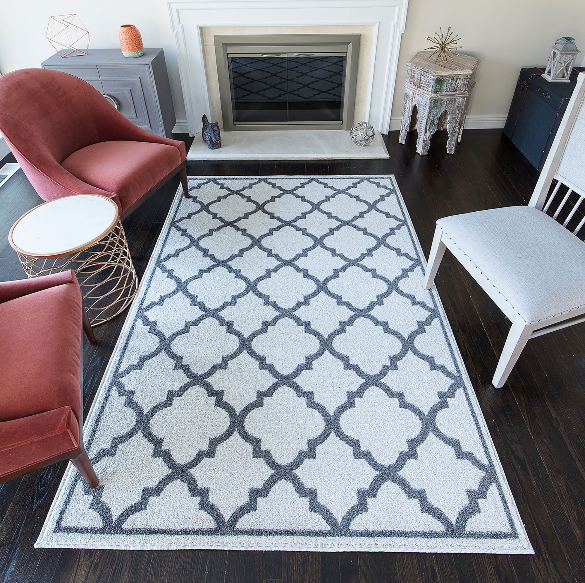 Rugs America Tyson DV20A Moroccan Gray Geometric Moroccan Area Rug, 9 ...