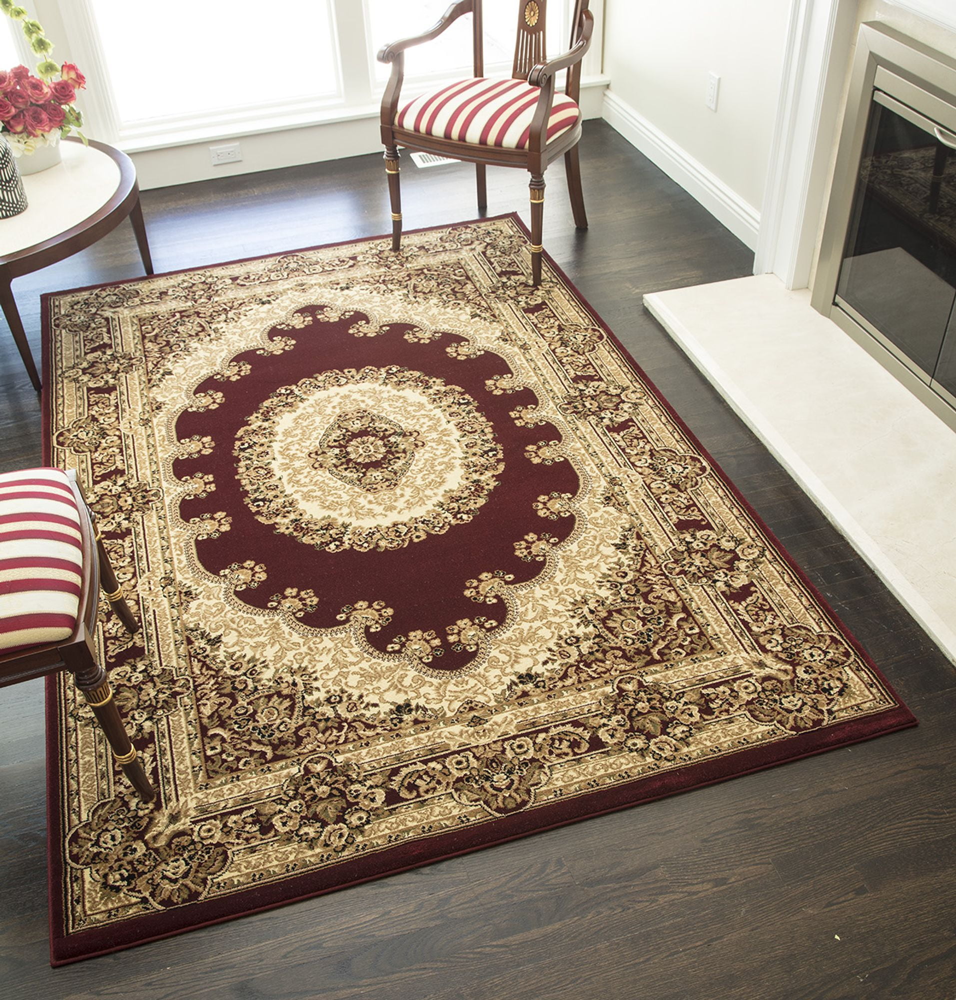 Rugs America Vista 807-RED Kerman Red Oriental Traditional Red Area Rug ...