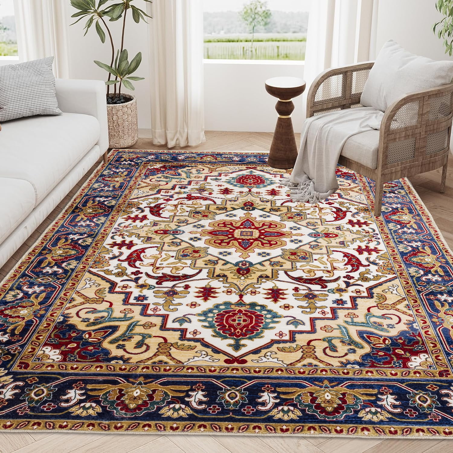 Rugs Area Rug 6x9 Vintage Bohemia Large Persian Non-slip Washable Rug ...