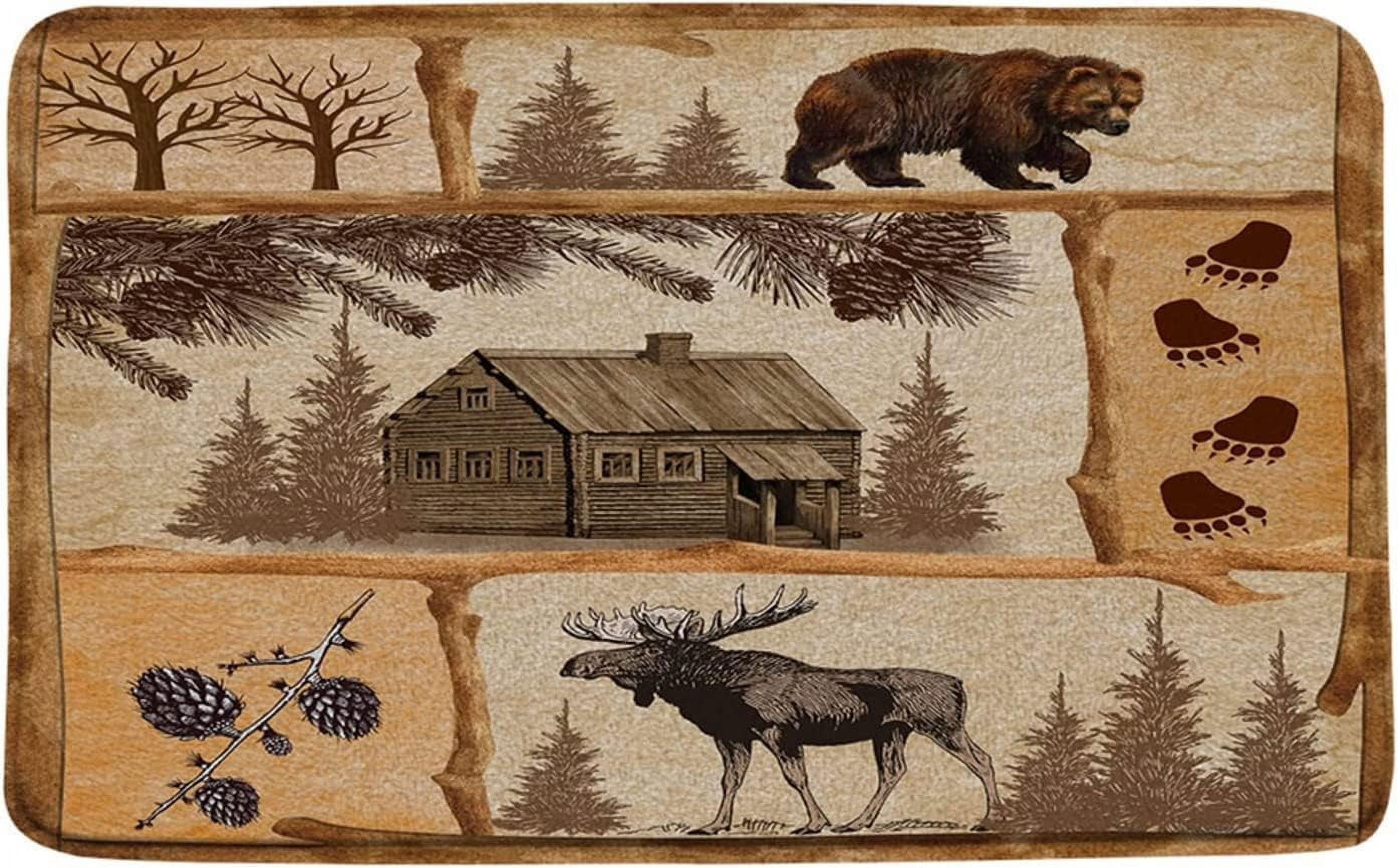 Rugs Bear Deer Moose, Rustic Wild Animal, Lodge Cabin Forest Camp ...
