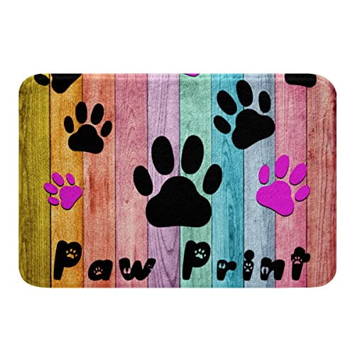Rugs for Bedroom Aesthetic Paw Print Bath Rugs Colorful Dog Paws Decor ...