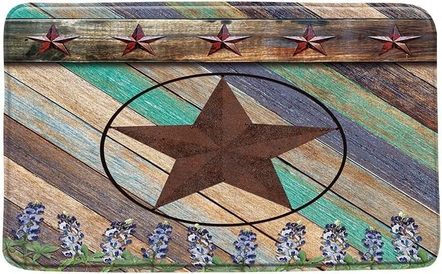 Rugs for Bedroom Fluffy Western Texas Star Bath Mat With Bluebonnet ...