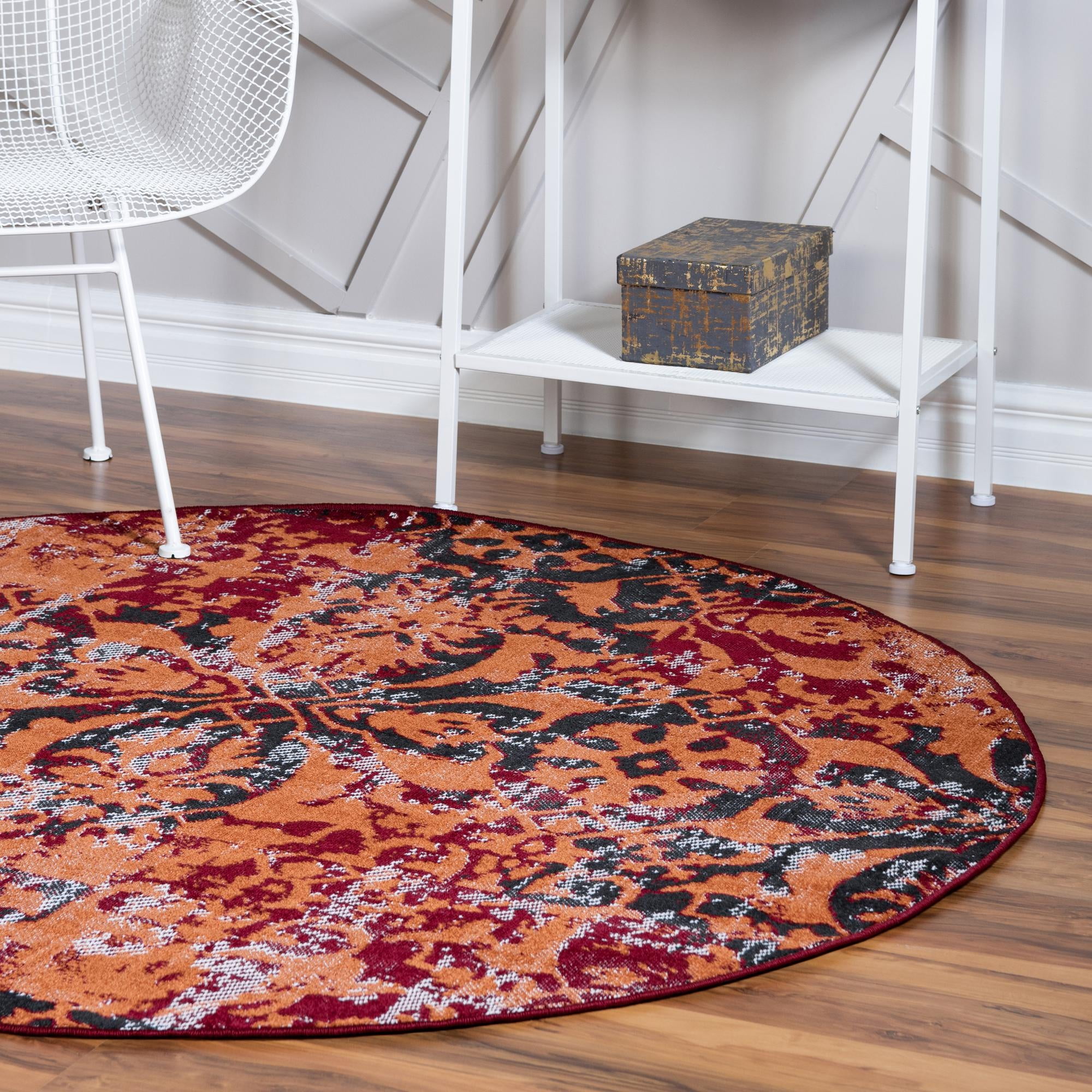 Rugs.Com Lucerne Collection Round Rug ‚Äì 5 Ft Round Rust Red Low-Pile ...