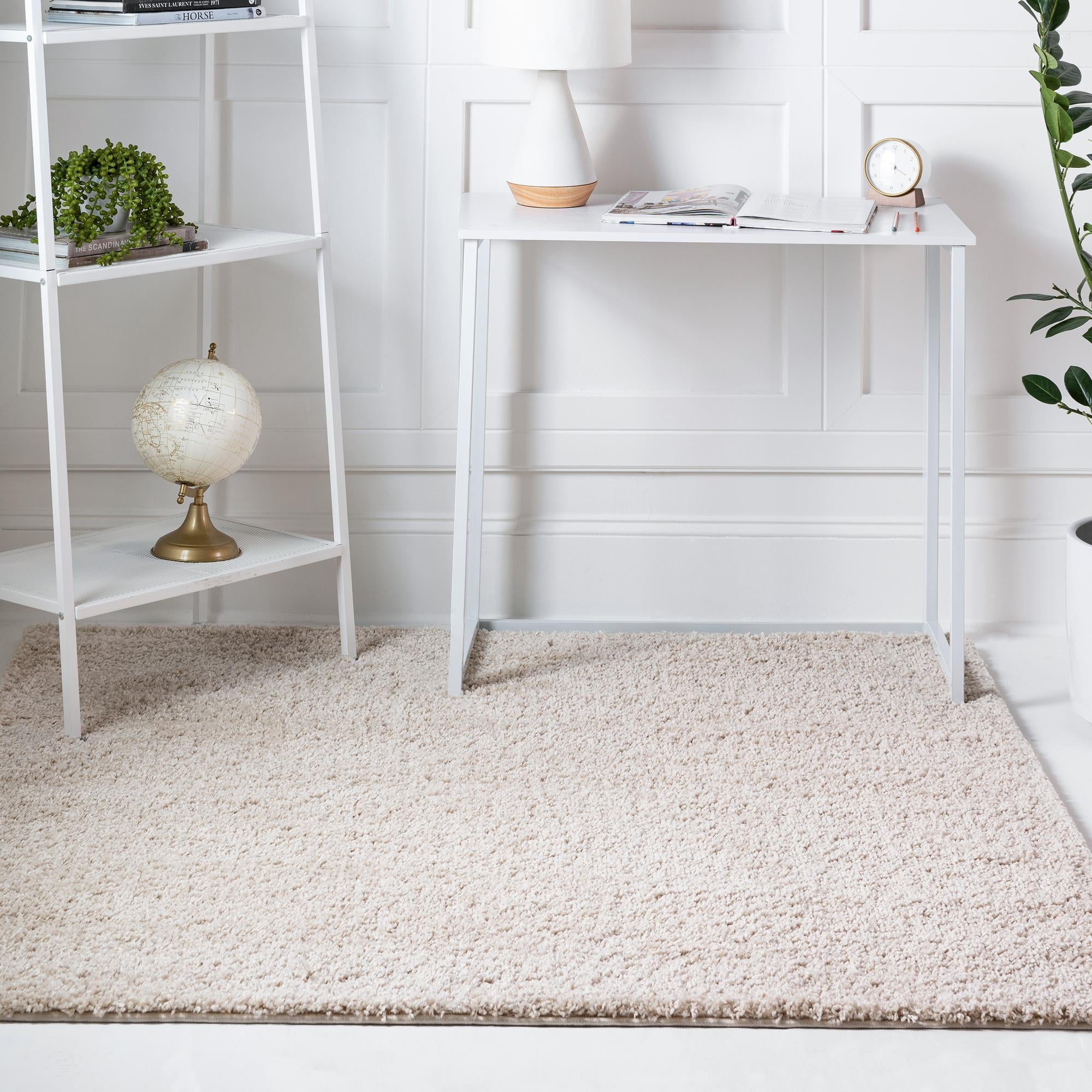 Unique Loom Soft Solid Shag Collection Area Rug - Aras (4' 1" Square ...