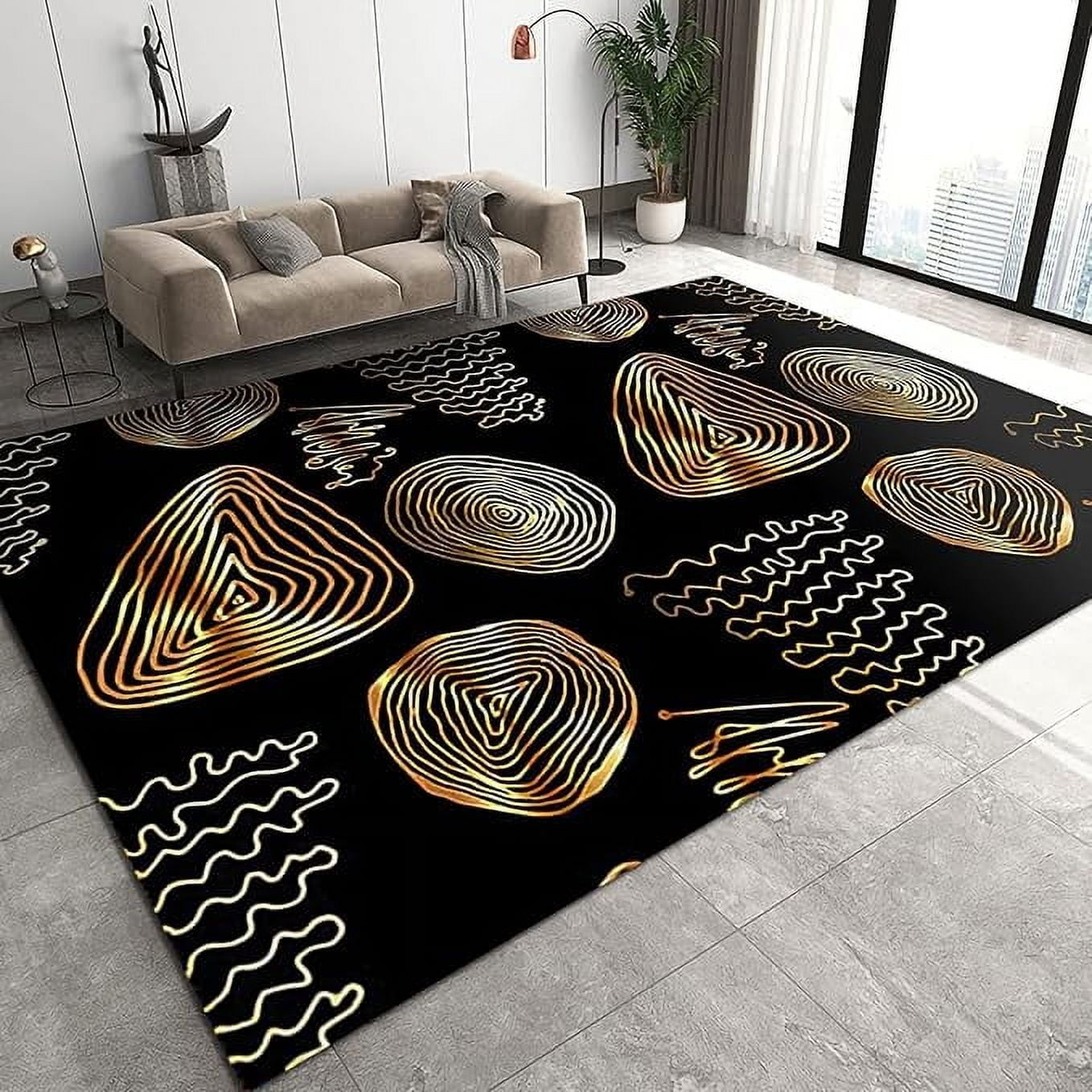 Rugs For Bedroom Light Luxury Golden Curve Stripes Conference Room ...