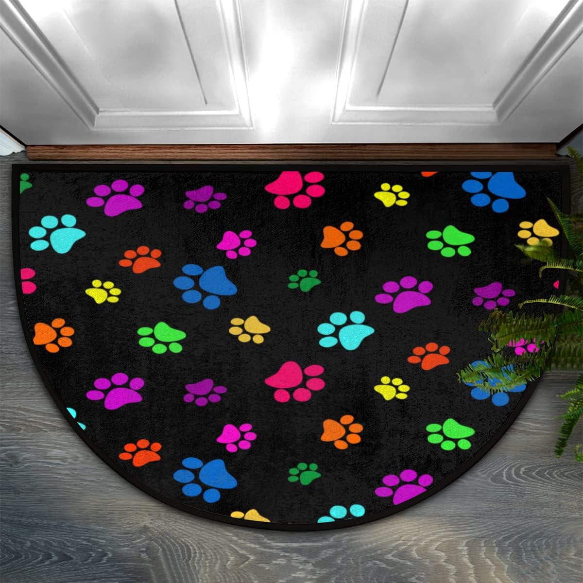Rugs For Bedroom Men Animal Dog Paw Print Semi-Circular Rainbow Semi ...