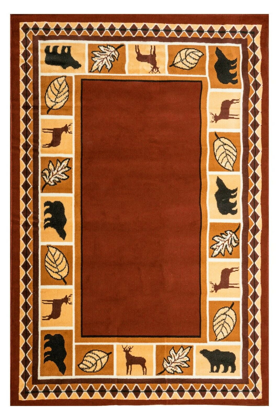 Rugs Home 631 Brown 2'x8' Wildlife Bear Rustic Moose Decor Lodge Cabin ...