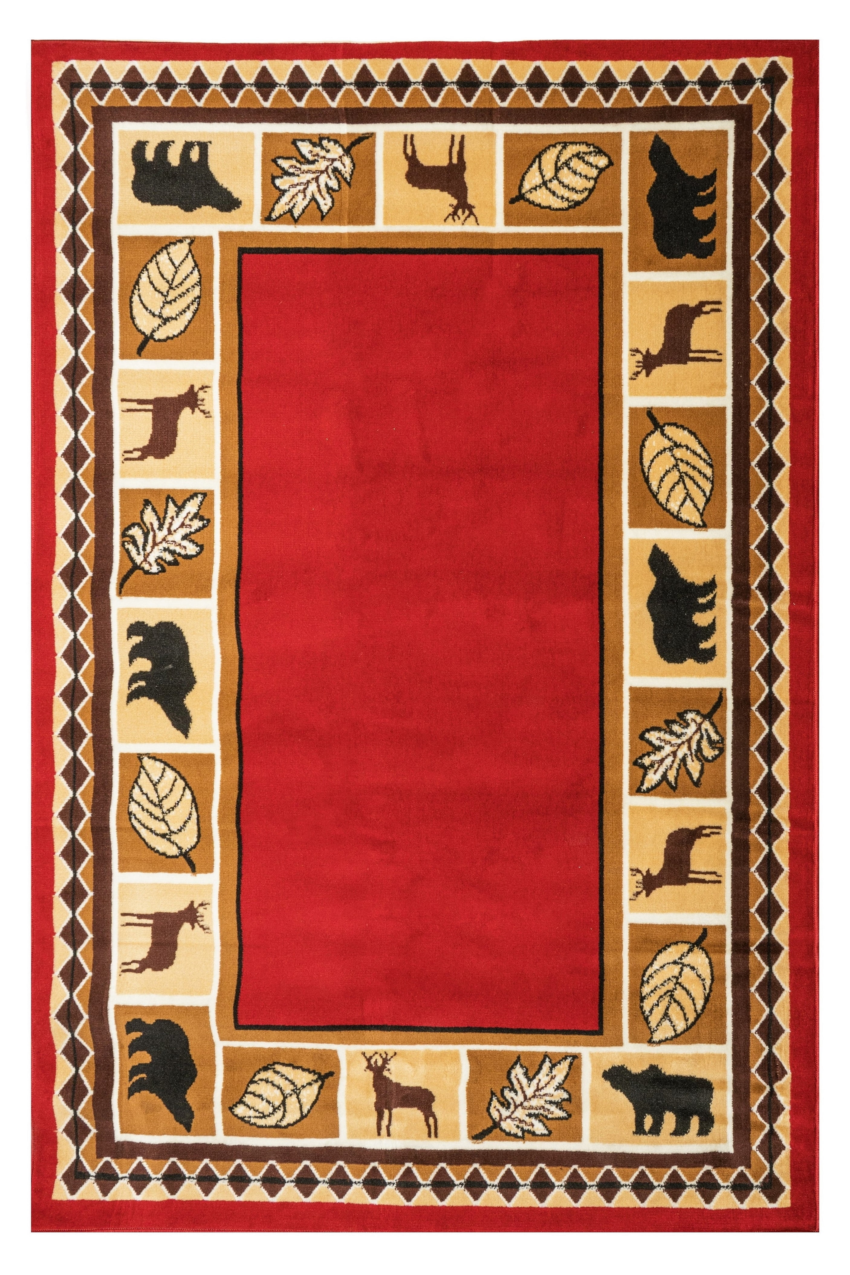 Furnishmyplace Furnish My Place Red Wildlife Bear Rustic Moose Area Rug ...