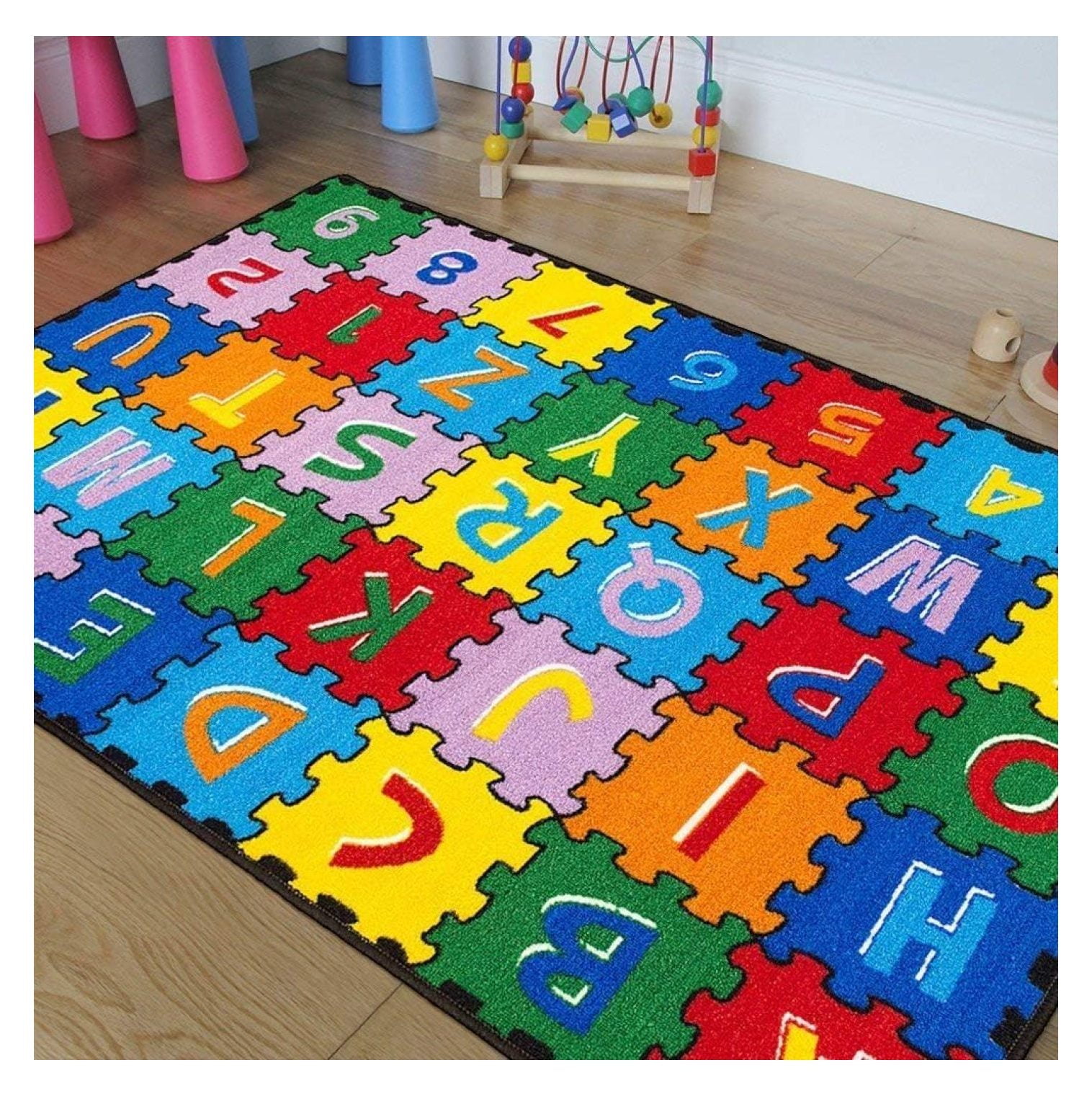 Rugs Large Classroom Rugs Kids Alphabet (A-Z and 1-9) Puzzle Area Rug ...