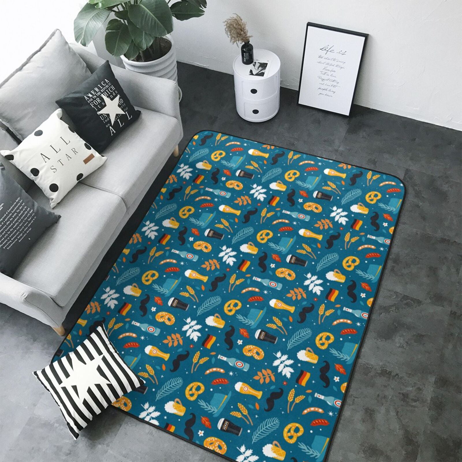 Rugs for Living Room - Beer Bottles Washable Non Slip 80×58 Area Rugs ...