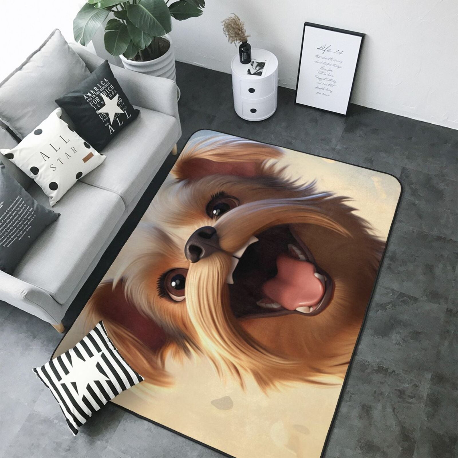 Rugs for Living Room - Cartoon Happy Cute Puppy Washable Non Slip 80×58 ...