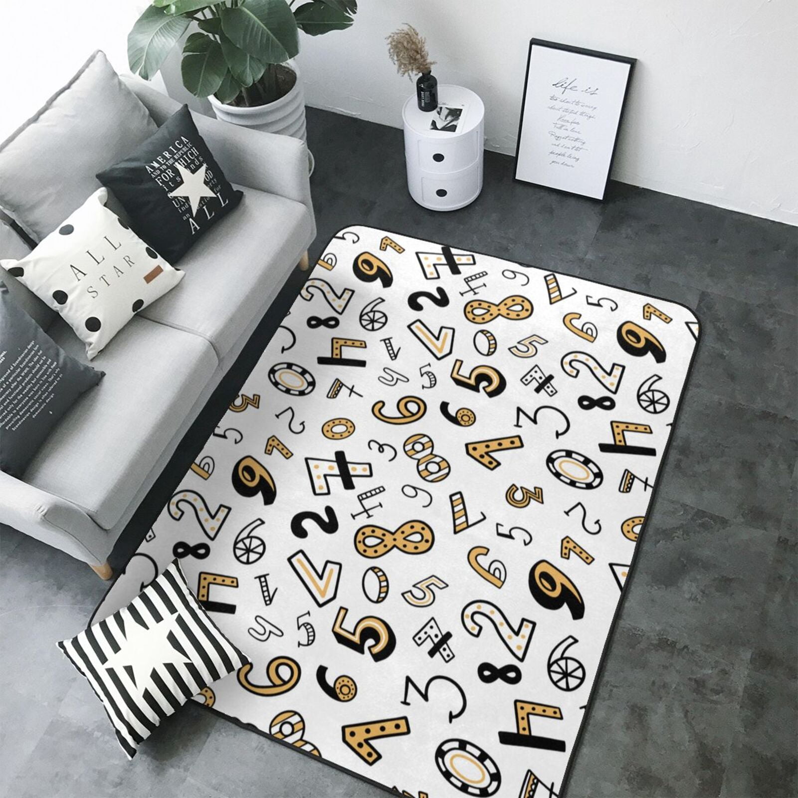 Rugs for Living Room - Cute math numbers 80 × 58in Non-Slip Area Rugs ...