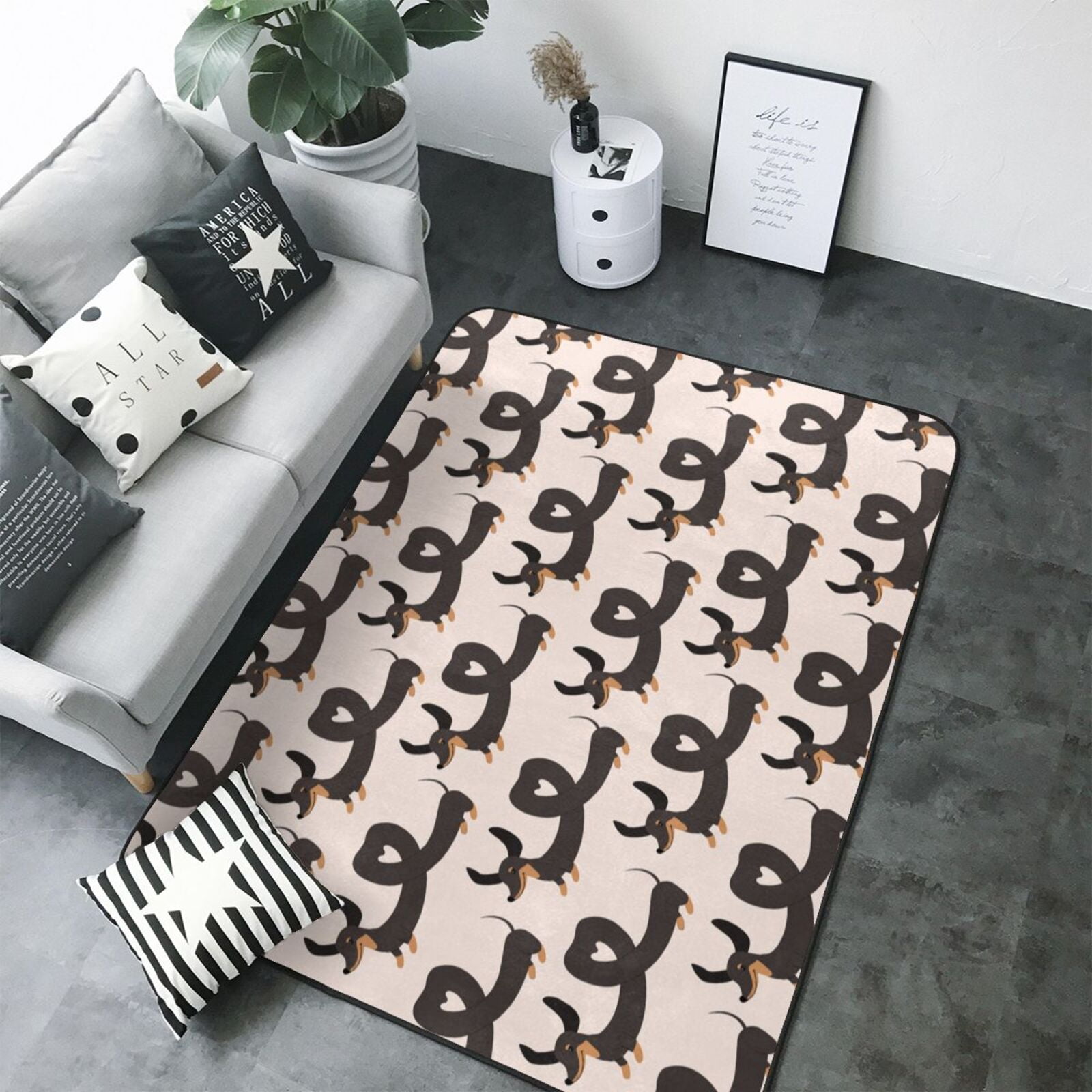 Rugs for Living Room - Cute puppy D Washable Non Slip 80×58 Area Rugs ...