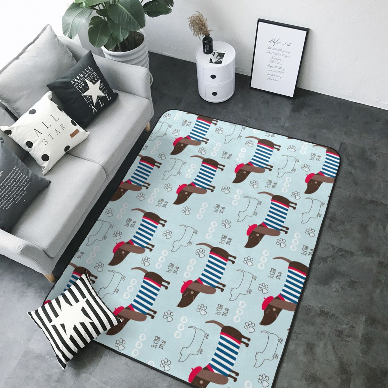 Rugs for Living Room - Dachshund Dog Puppy No.1010 Washable Non Slip 80 ...