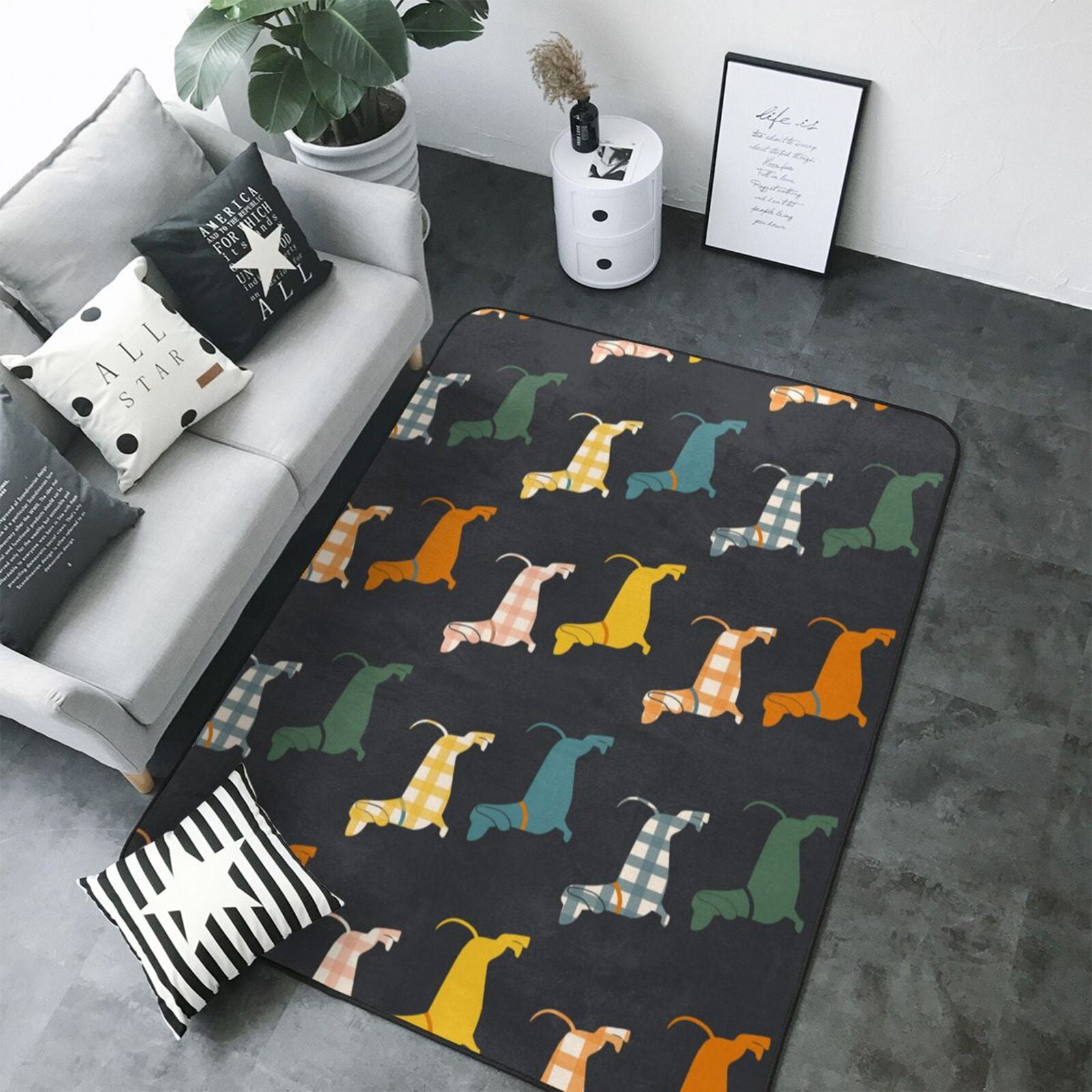 Rugs for Living Room - Dachshund Dog Puppy No.1035 Washable Non Slip 80 ...