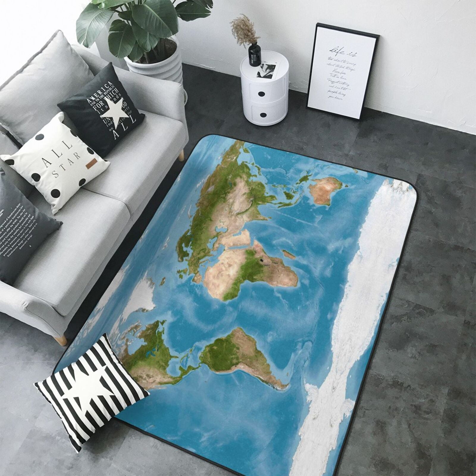Rugs for Living Room - Earth View World Map Washable Non Slip 80×58 ...