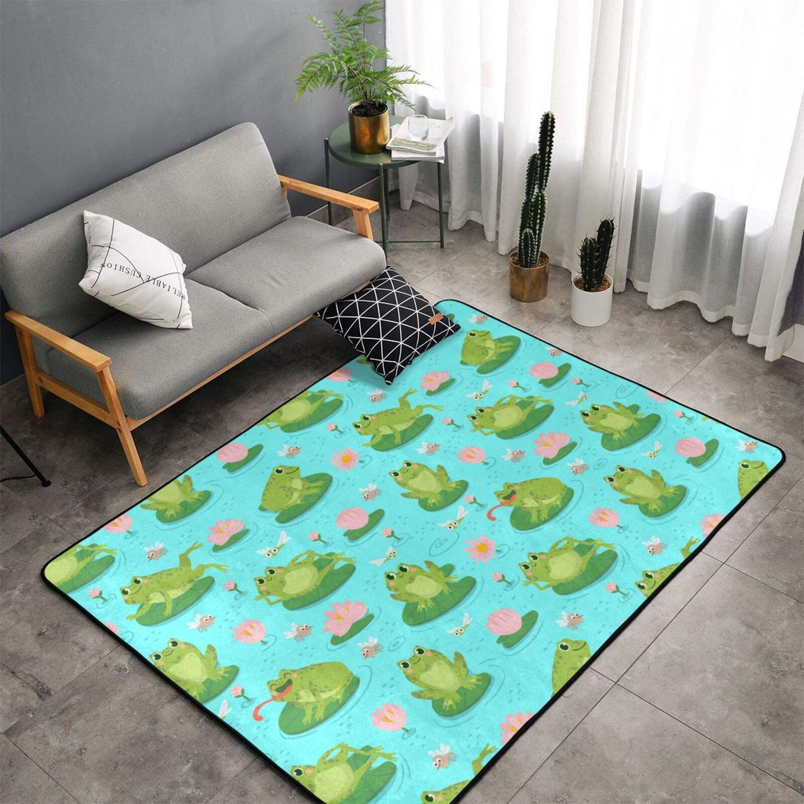 Rugs for Living Room - Frogs And Aquatic Plants Washable Non Slip 60×39 ...