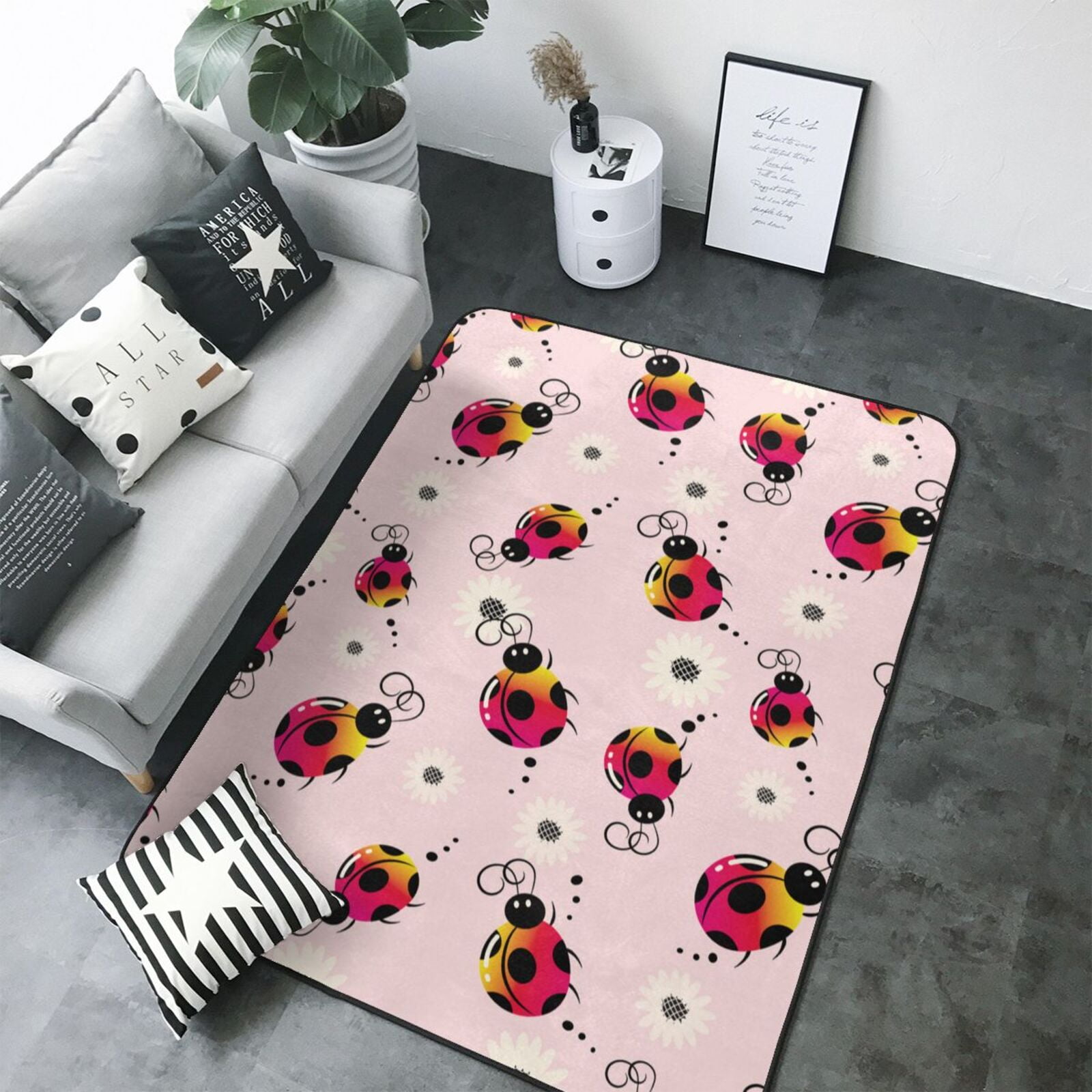 Rugs for Living Room - Ladybug cute Washable Non Slip 80×58 Area Rugs ...