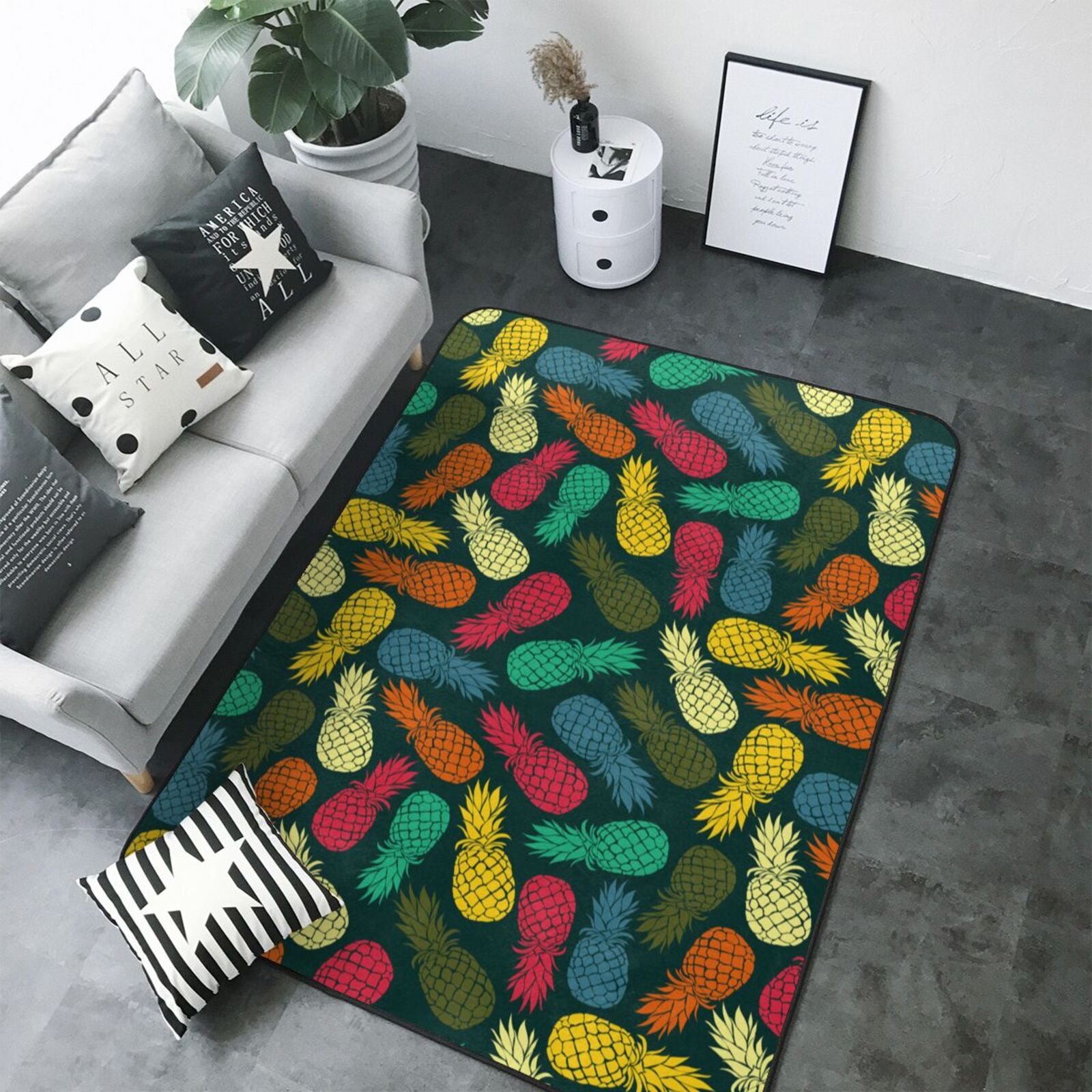 Rugs for Living Room - Pineapple Fruit Colorful Washable Non Slip 80×58 ...