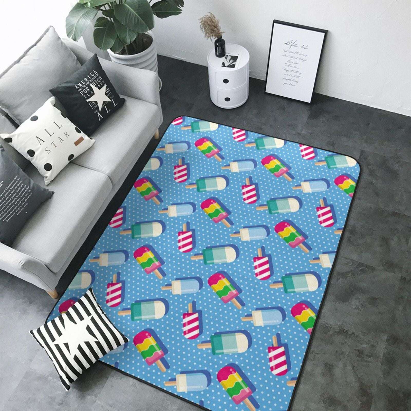 Rugs for Living Room - Popsicle Pattern A Washable Non Slip 80×58 Area ...