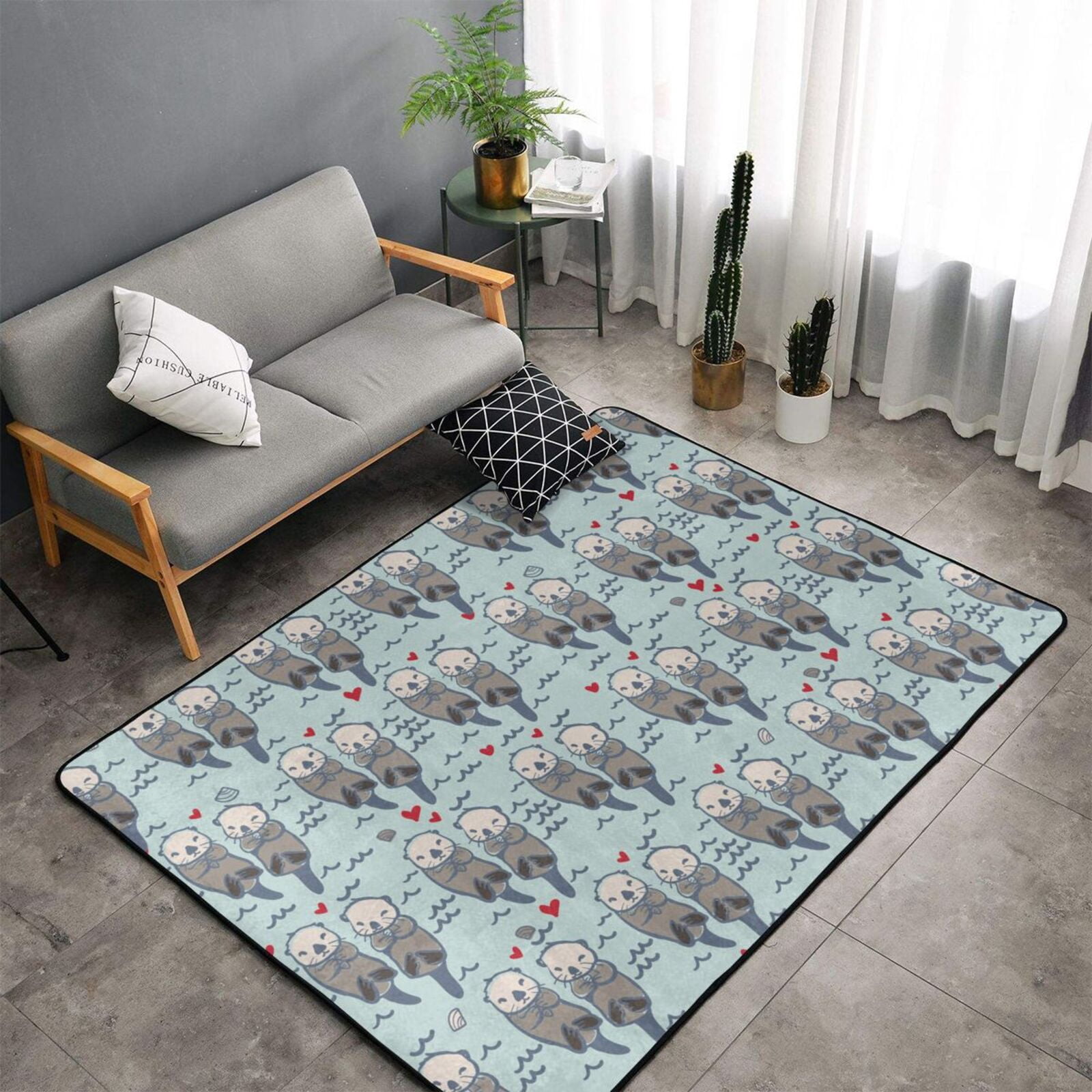 Rugs for Living Room - Sea Otter Washable Non Slip 60×39 Area Rugs Soft ...