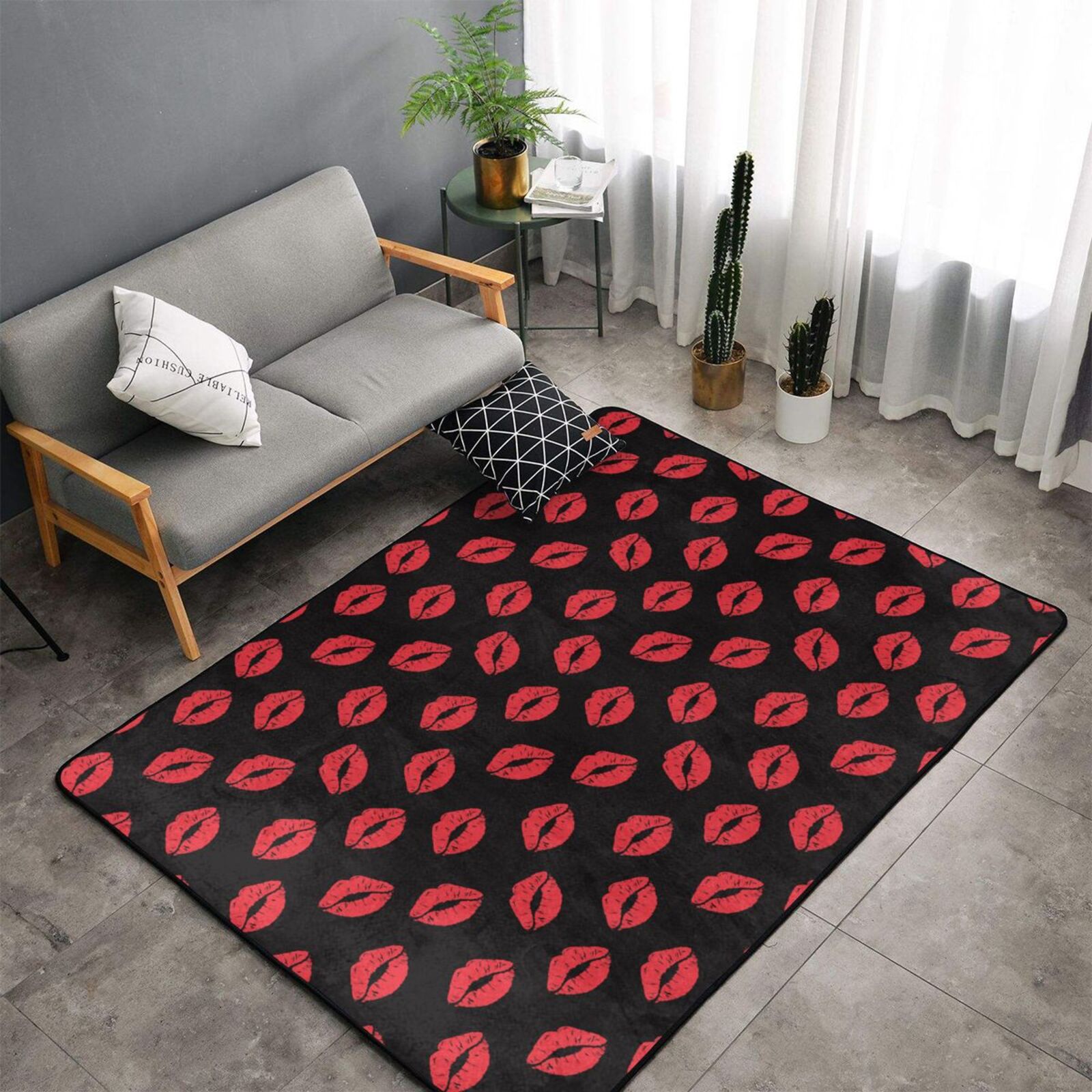 Rugs for Living Room - Sexy Red Lips Kiss Washable Non Slip 60×39 Area ...