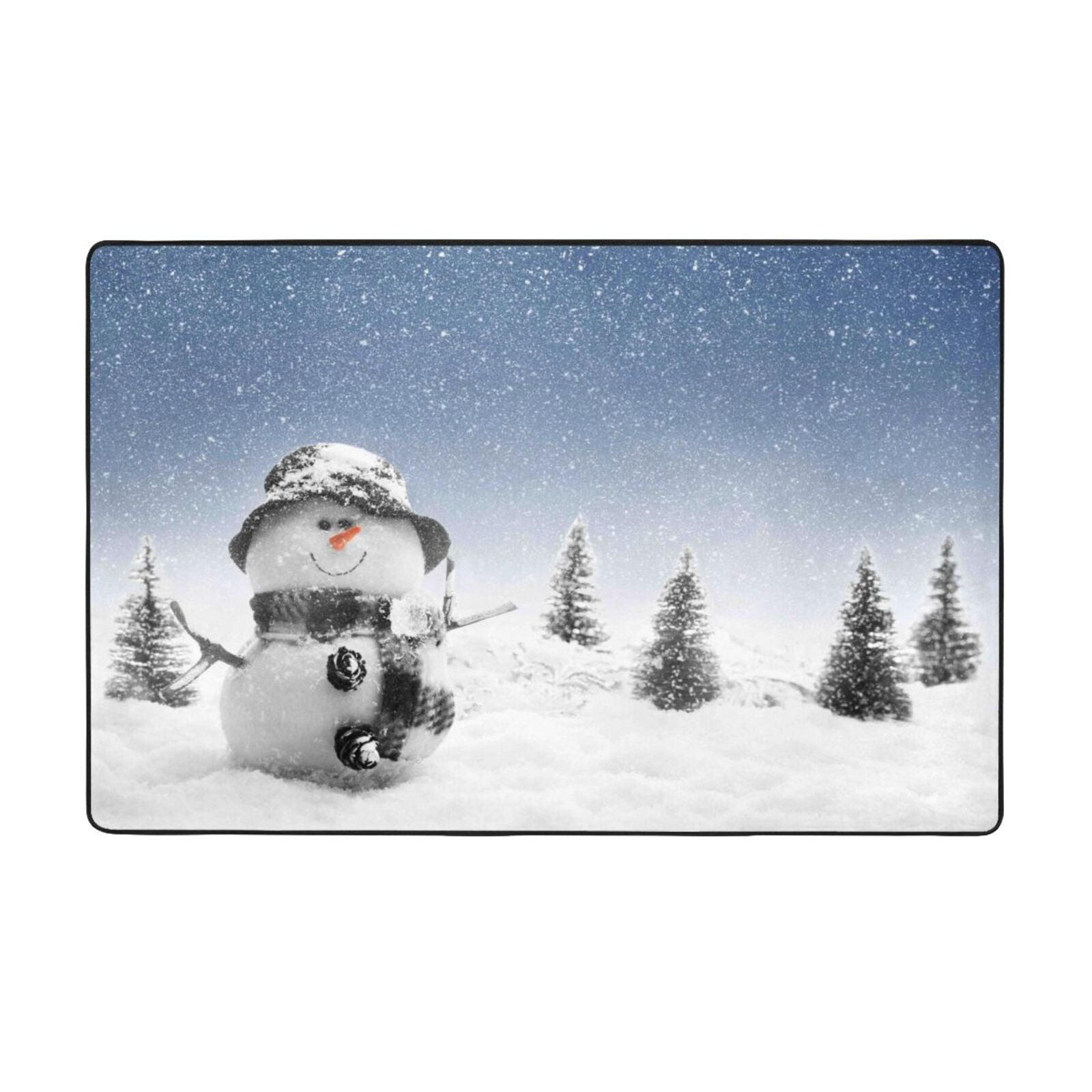 Rugs for Living Room - Snowman And Christmas Tree 60×39 Washable Non ...