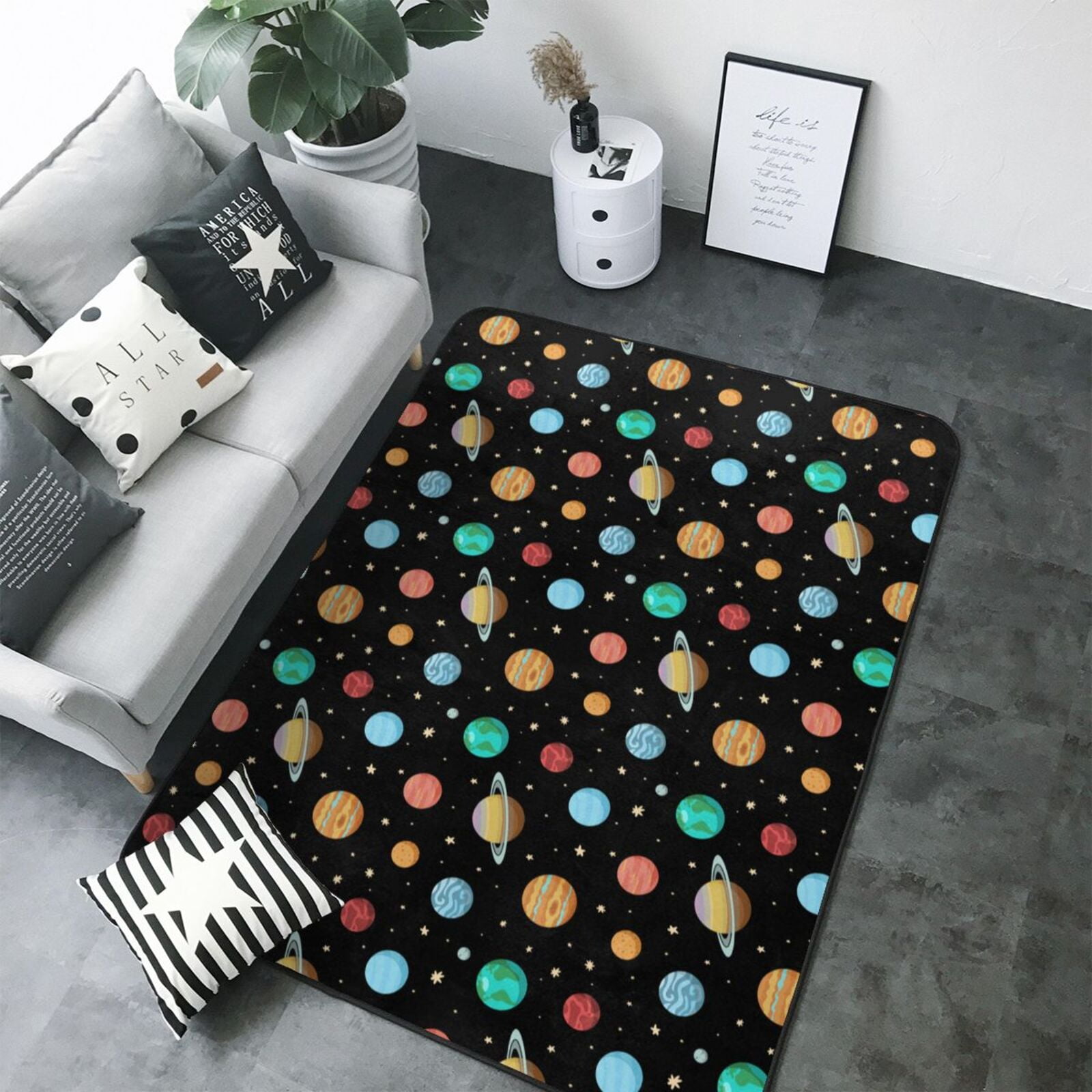 Rugs for Living Room - Solar System Planets Space Washable Non Slip 80× ...