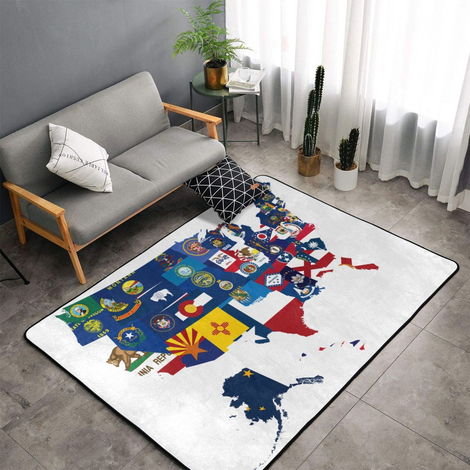 Rugs for Living Room - The Map Of United States 60x39in Non-Slip Area ...