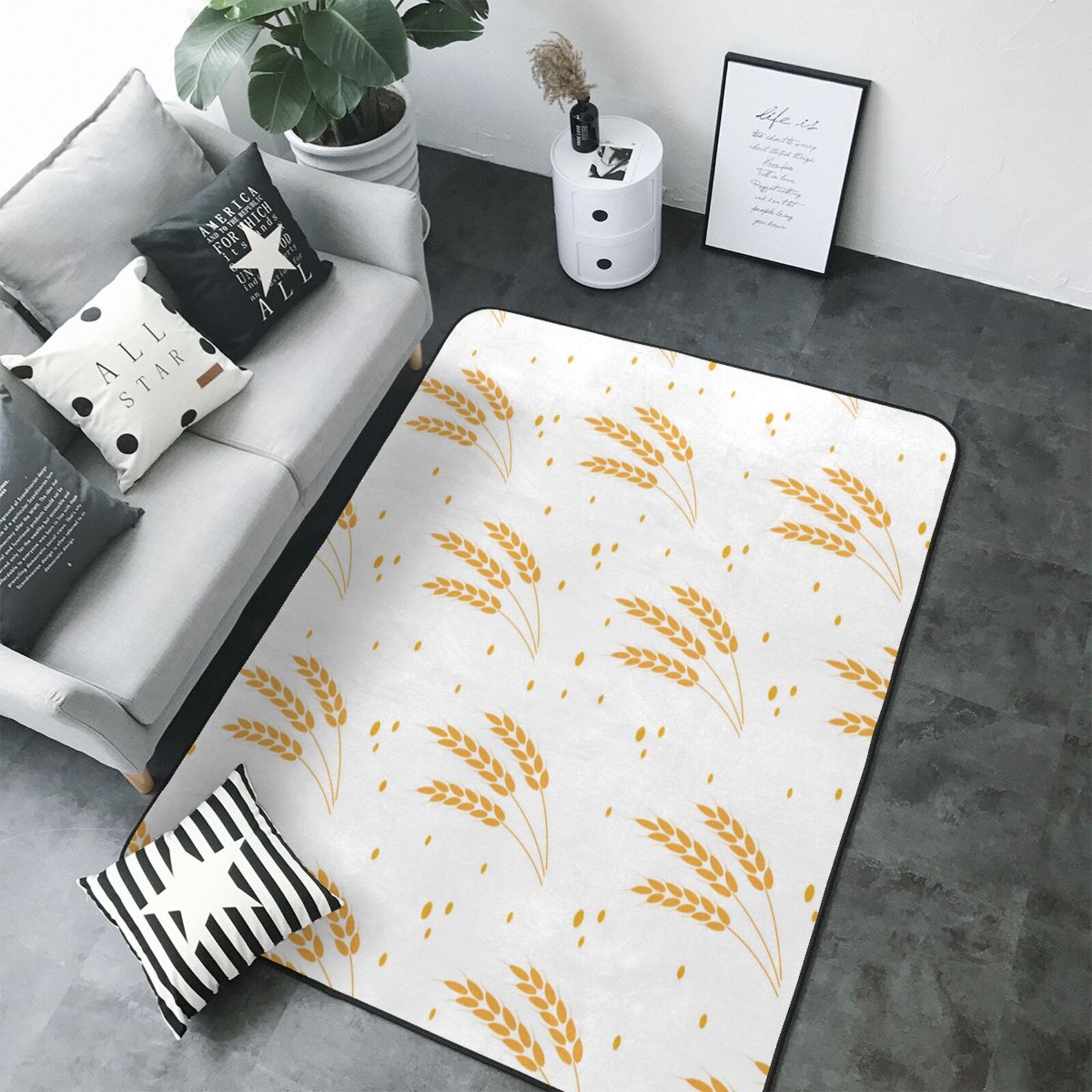 Rugs for Living Room - Wheat Washable Non Slip 80×58 Area Rugs Soft ...