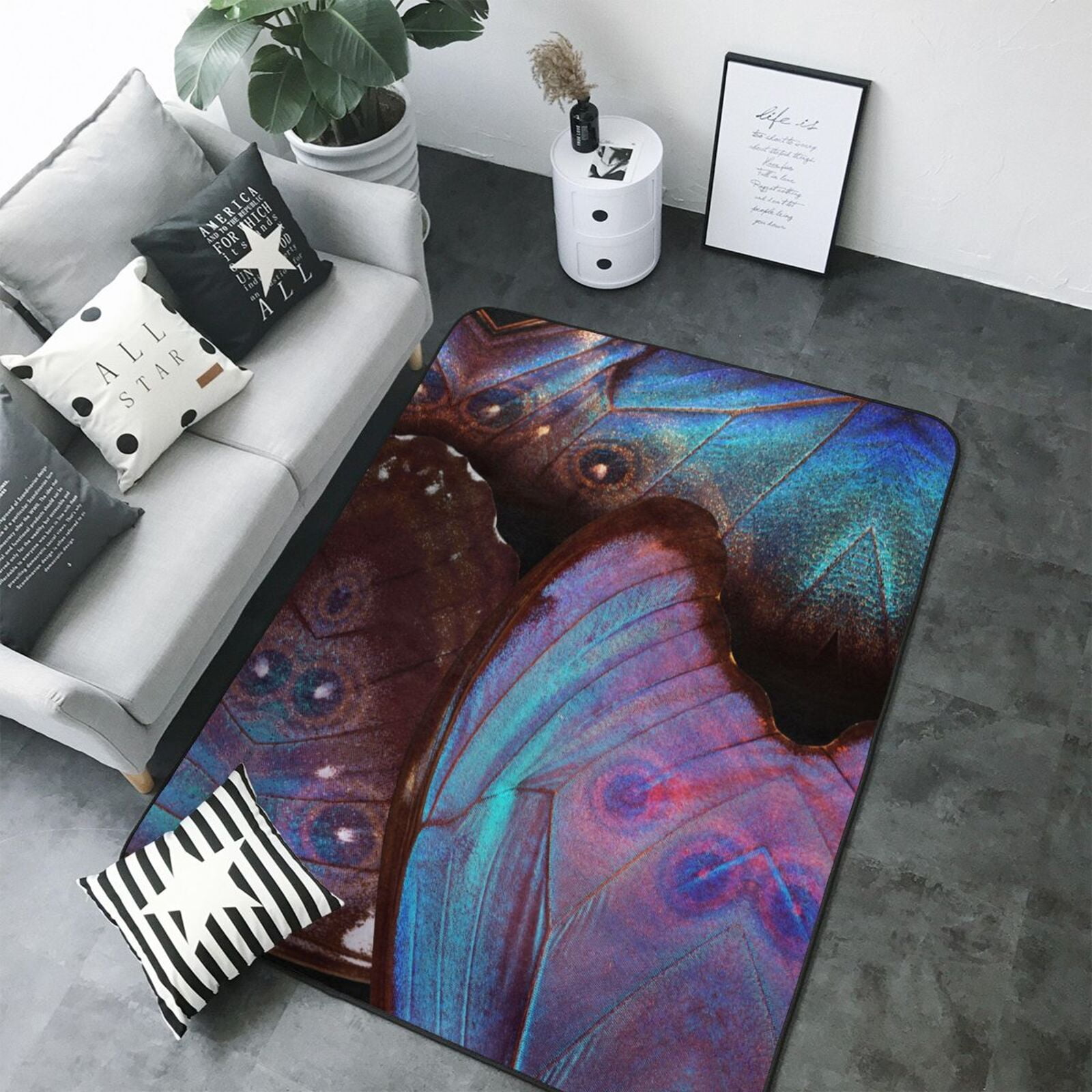 Rugs for Living Room - Wings Of A Butterfly Washable Non Slip 80×58 ...