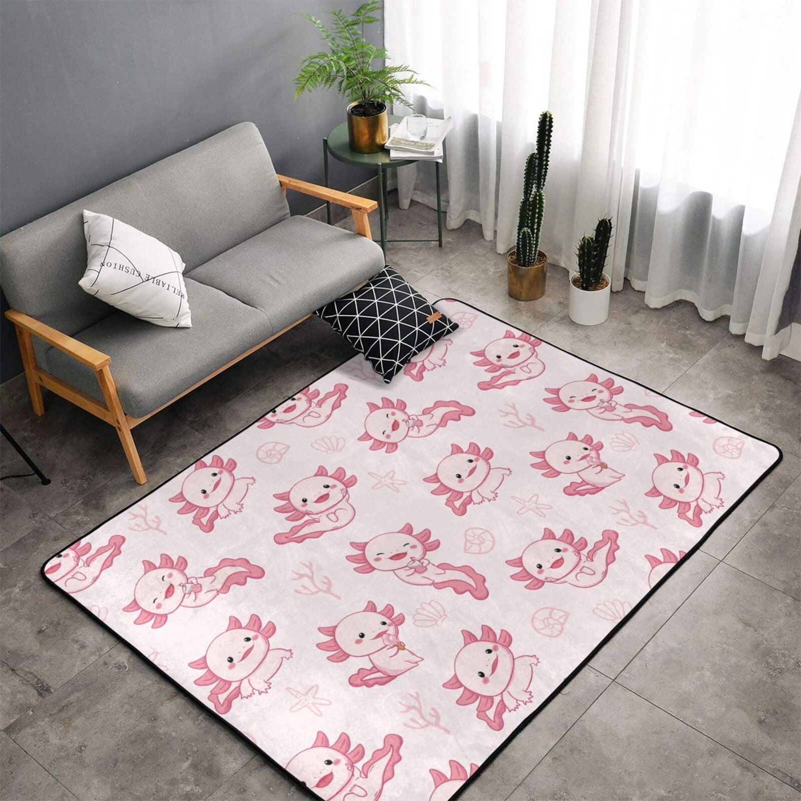 Rugs for Living Room - axolotl salamander funny pink Washable Non Slip ...