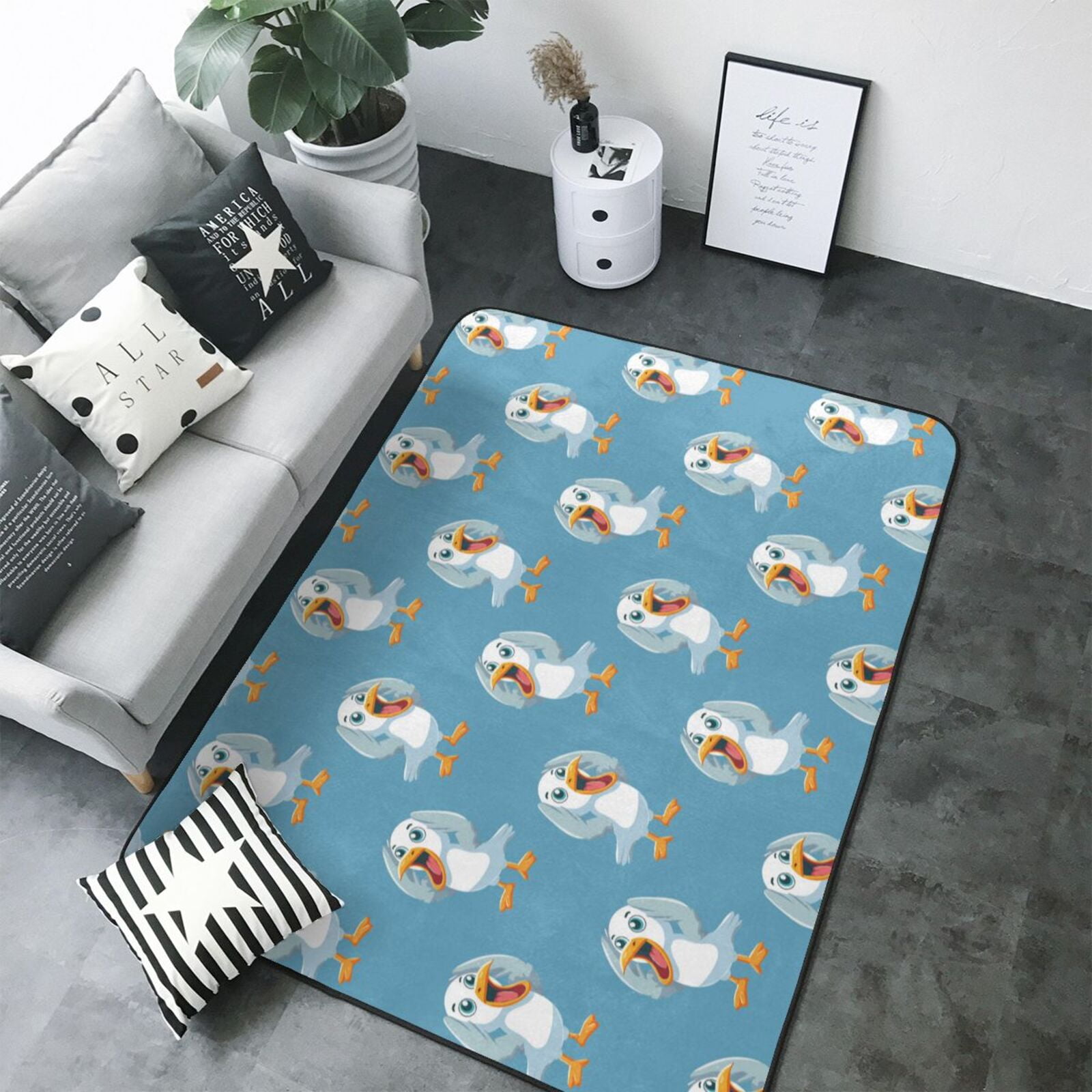 Rugs for Living Room - cartoon Seagull Washable Non Slip 80×58 Area ...