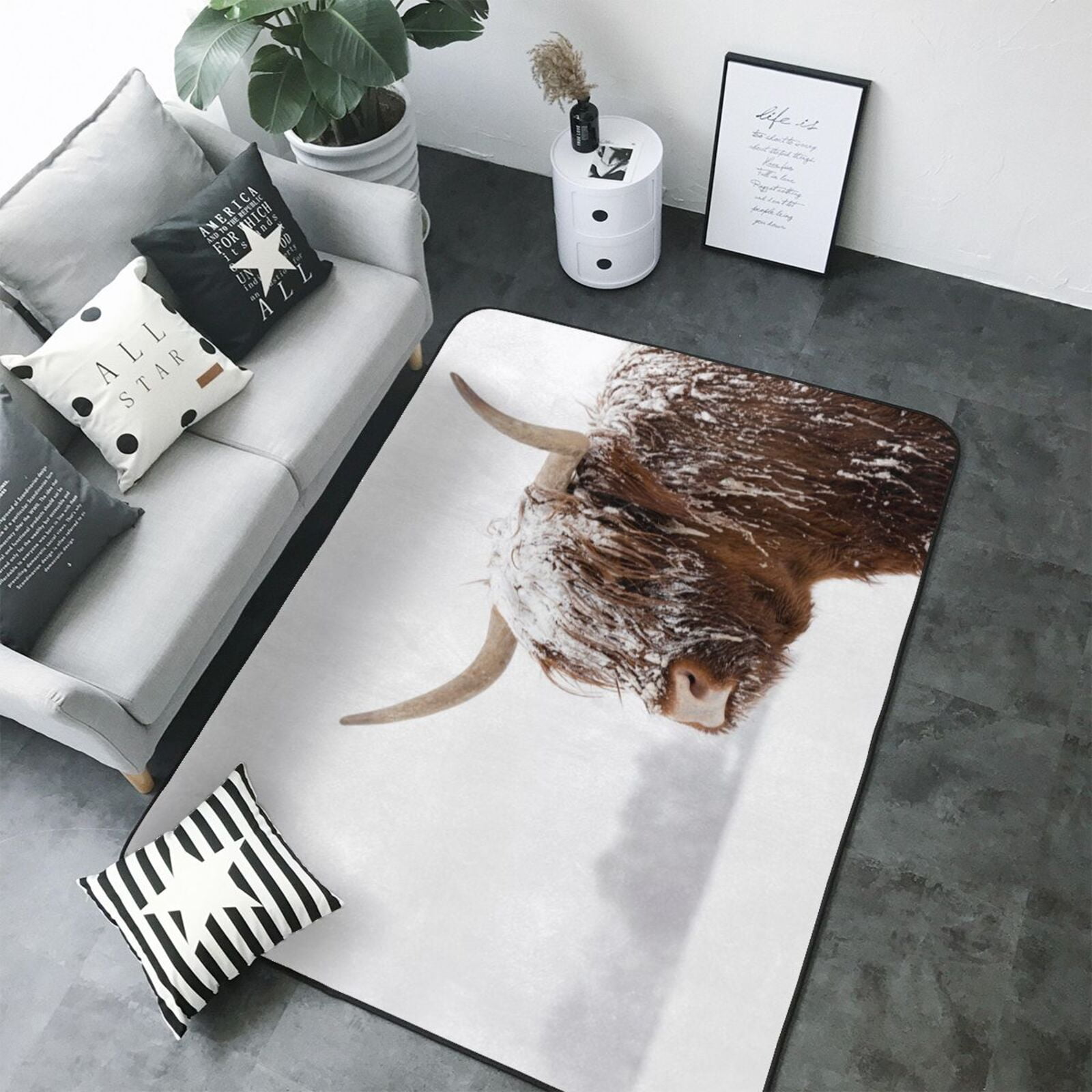 Rugs for Living Room - cute Yak snowy Washable Non Slip 80×58 Area Rugs ...