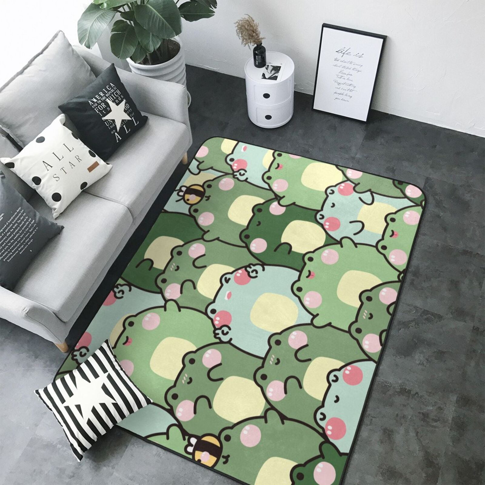 Rugs for Living Room - shy frog Washable Non Slip 80×58 Area Rugs Soft ...