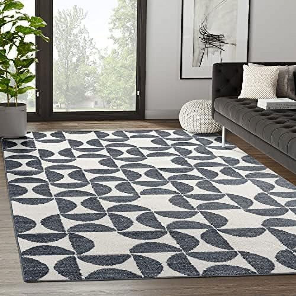 Rugs Modern High-Contrast 5’3” x 7’6” (5'x8') Charcoal & Ivory Design ...