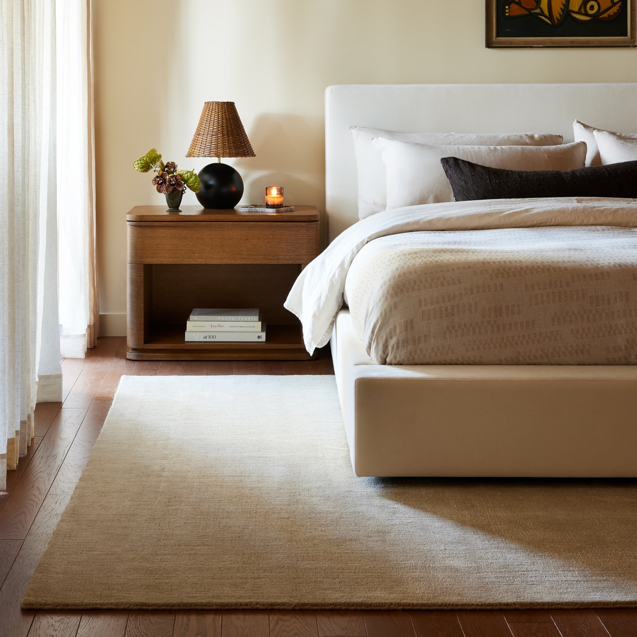 Rugs USA Arrel Speckled Wool-Blend Area Rug, 3' x 5', Arrel Sand ...