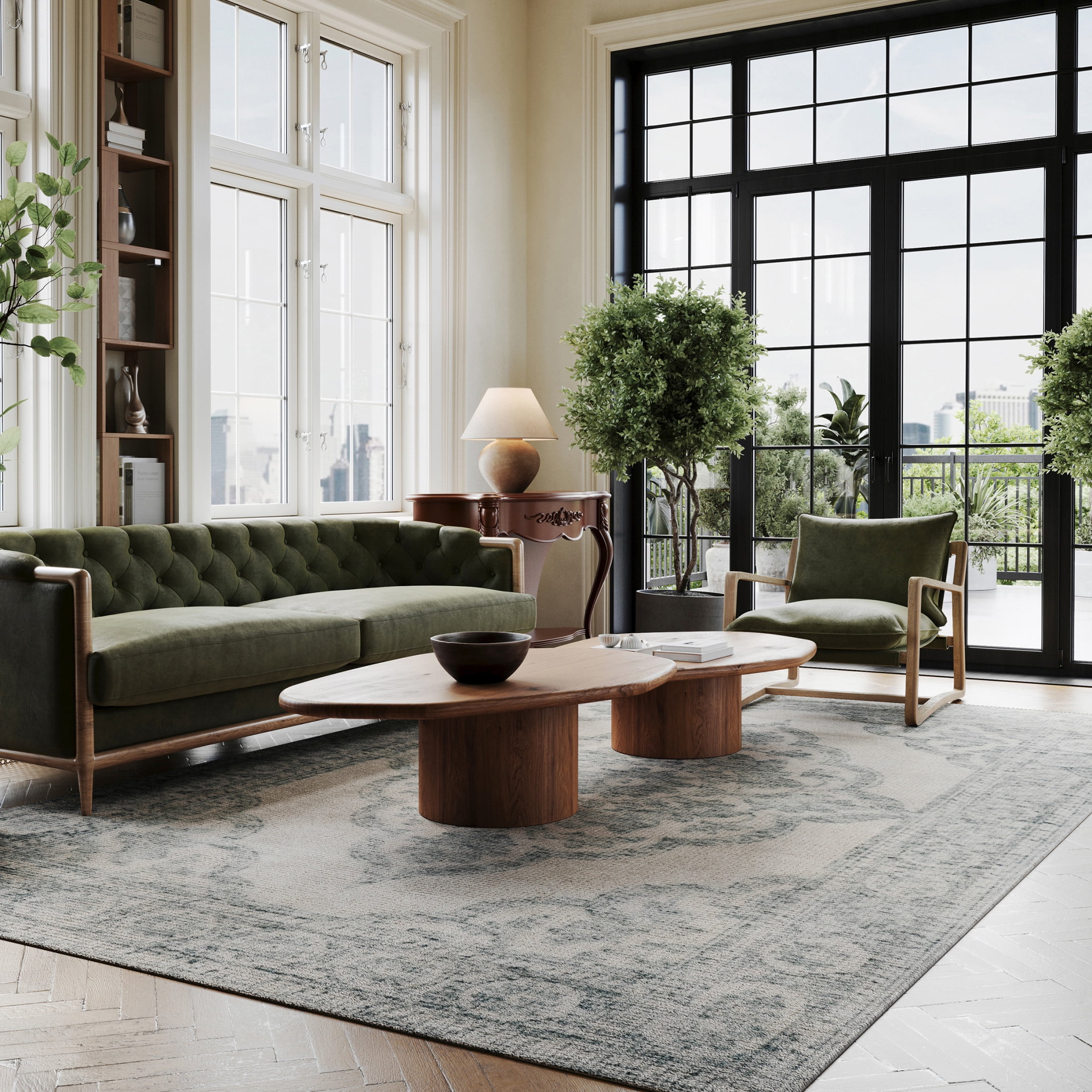 Rugs USA x Padma Lakshmi Istanbul Hand-Tufted Ornate Border Wool-Blend ...