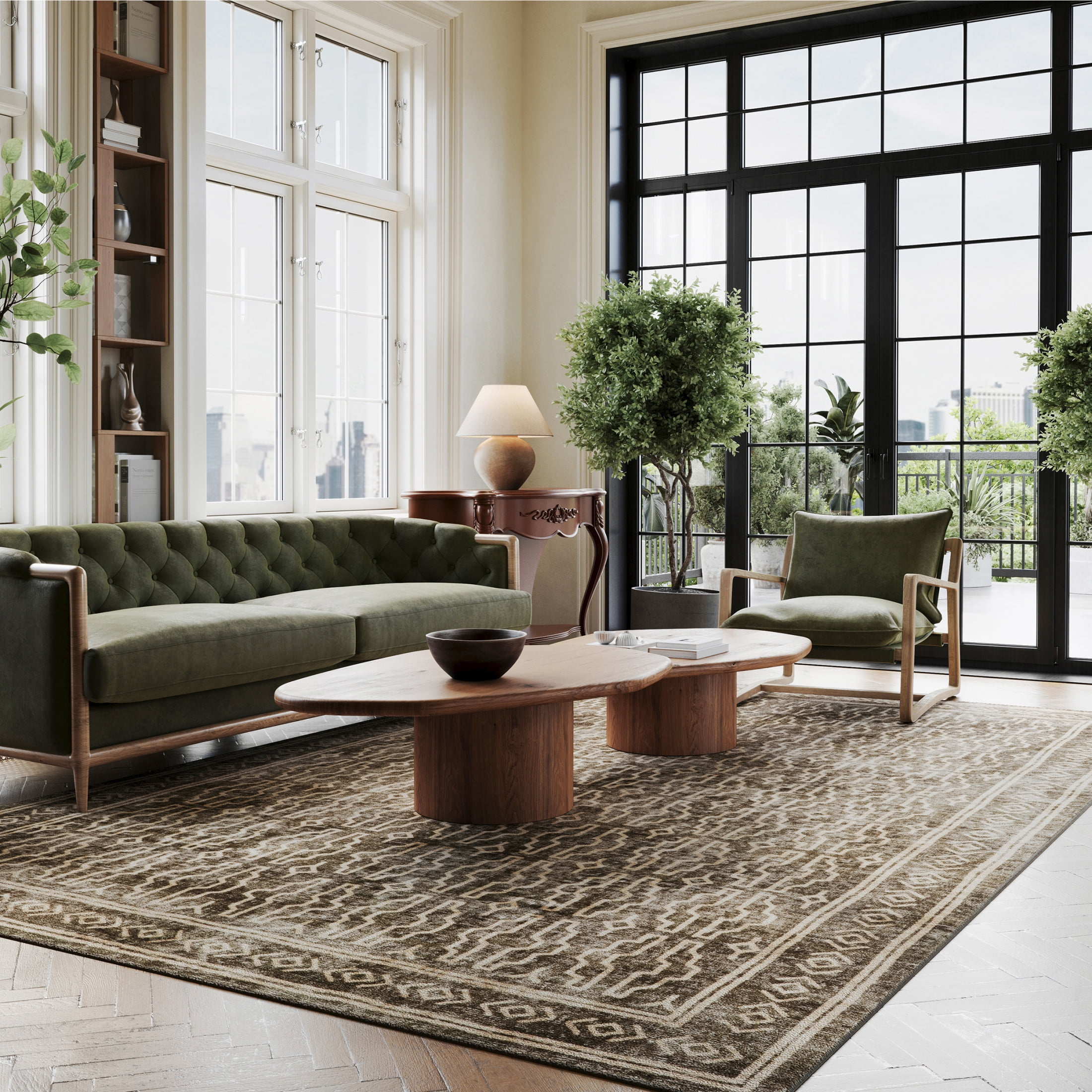 Padma Lakshmi x Rugs USA Vale Global Trellis Washable Rug, 3' x 5', Vale Khaki - Walmart.com
