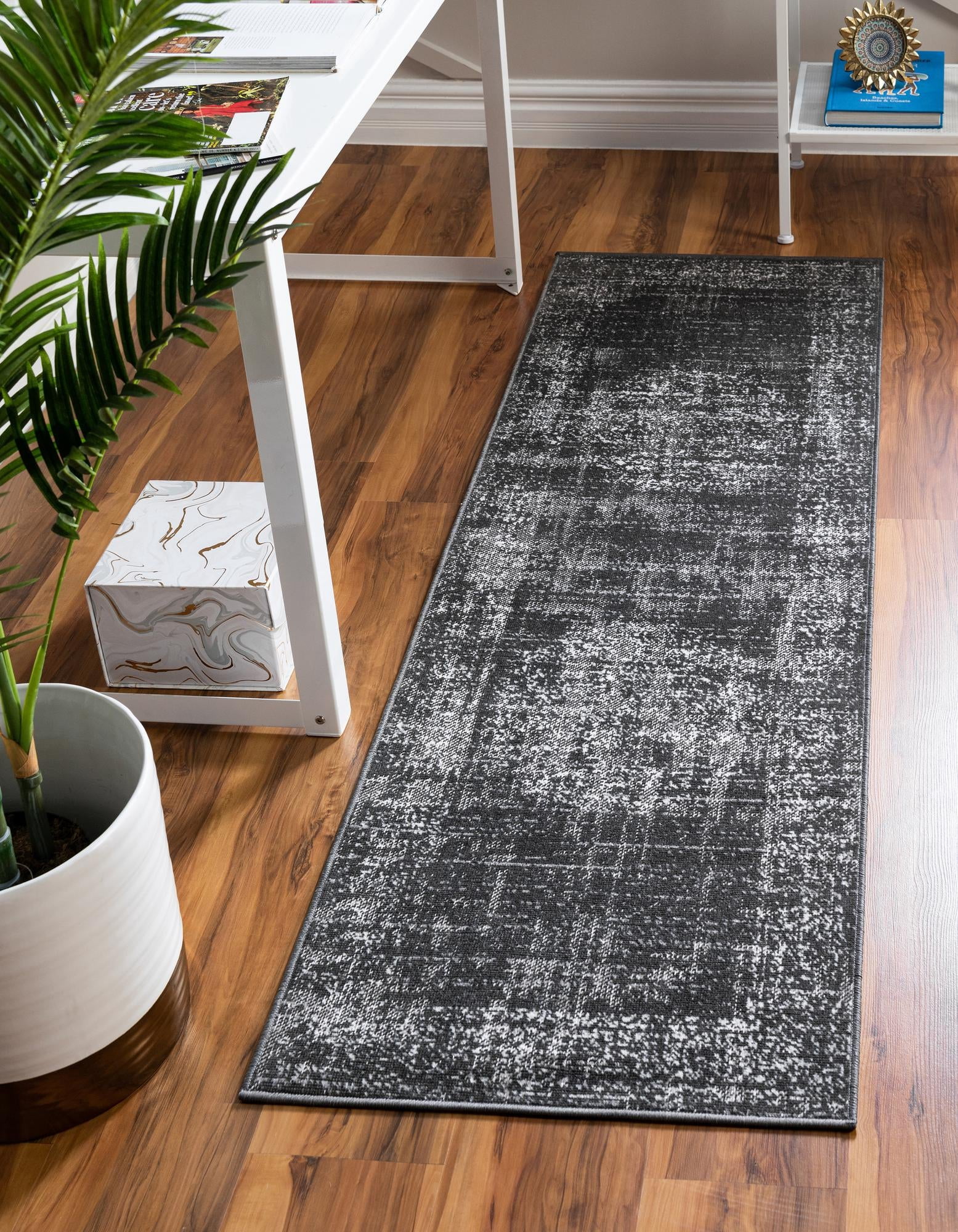 Rugs.com Aarhus Collection Rug – 10 Ft Runner Dark Gray Low Rug Perfect ...