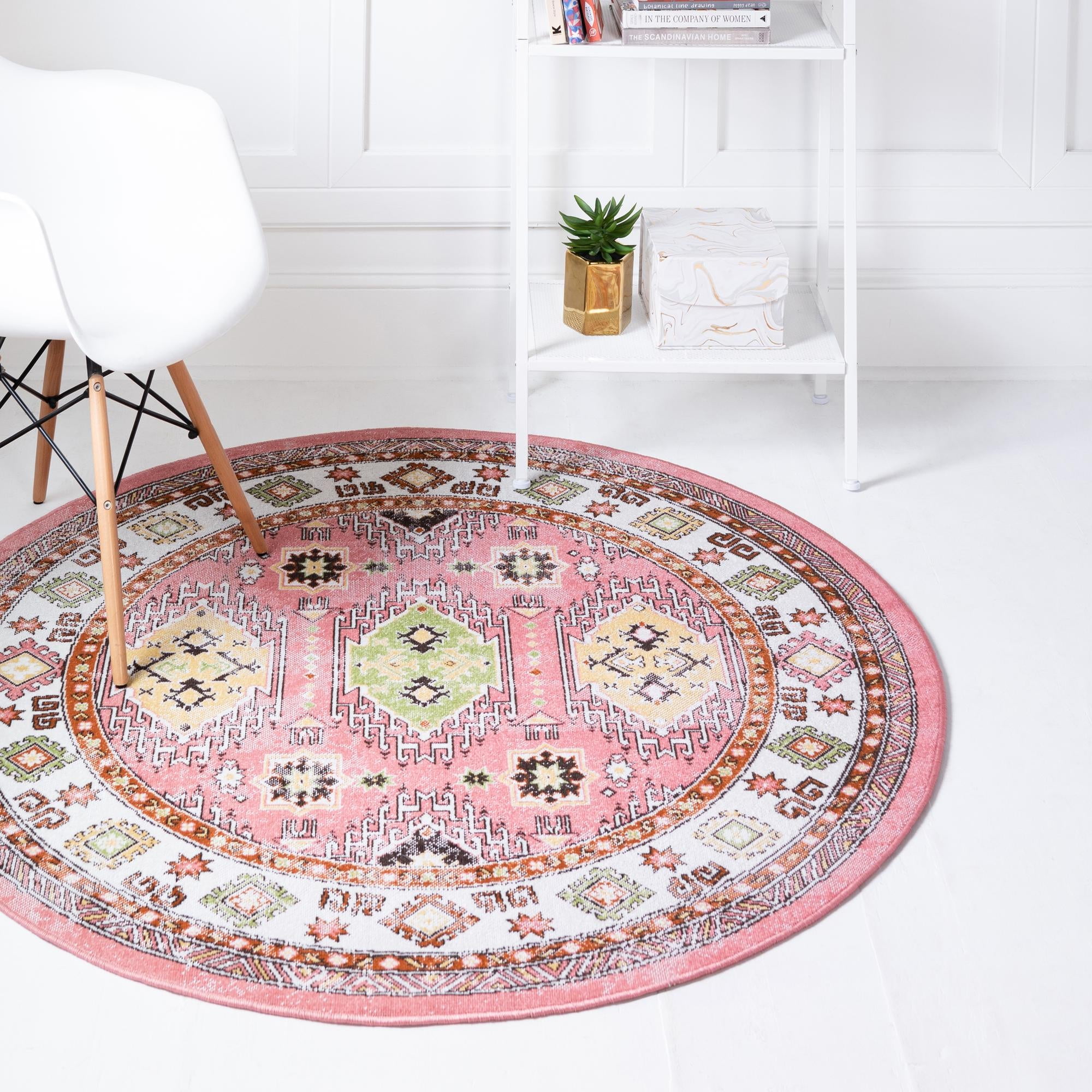 Rugs.com Aarhus Collection Rug – 5 Ft Round Rose Low Rug Perfect For ...