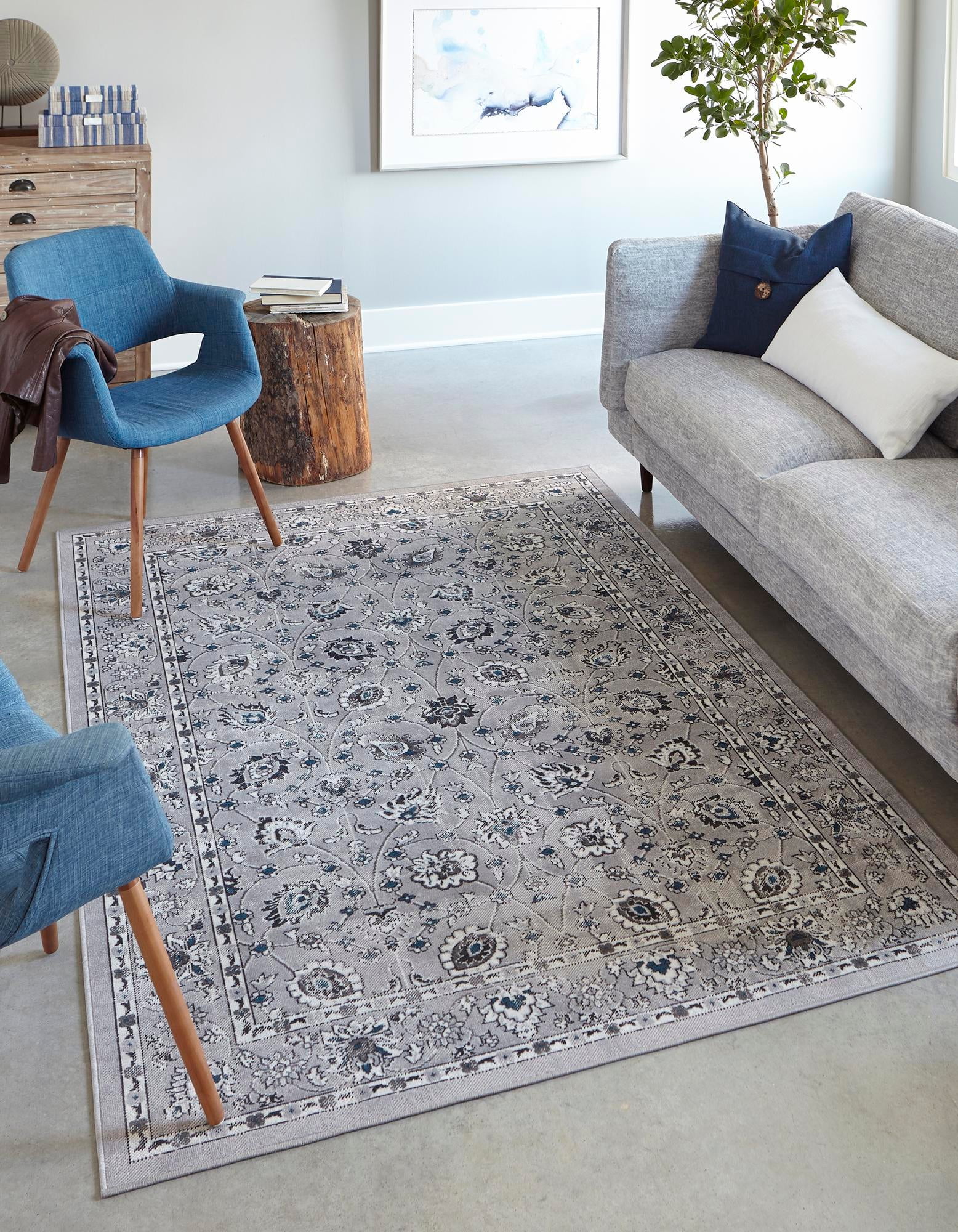 Rugs.com Aarhus Collection Rug – 5' x 8' Gray Low Rug Perfect For ...