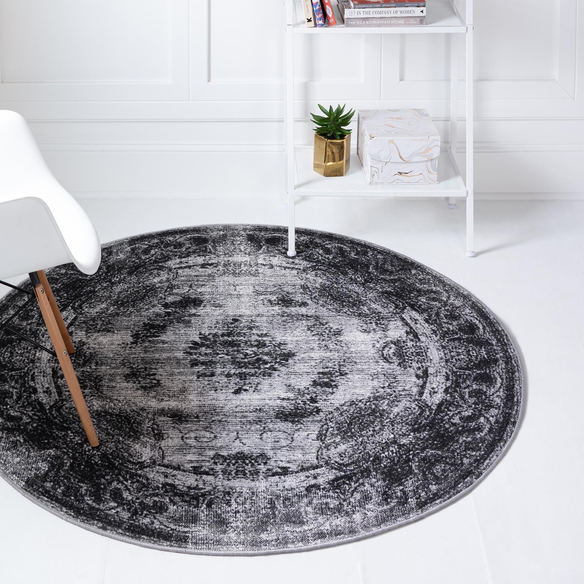 Rugs.com Aarhus Collection Rug – 8 Ft Round Gray Low Rug Perfect For ...