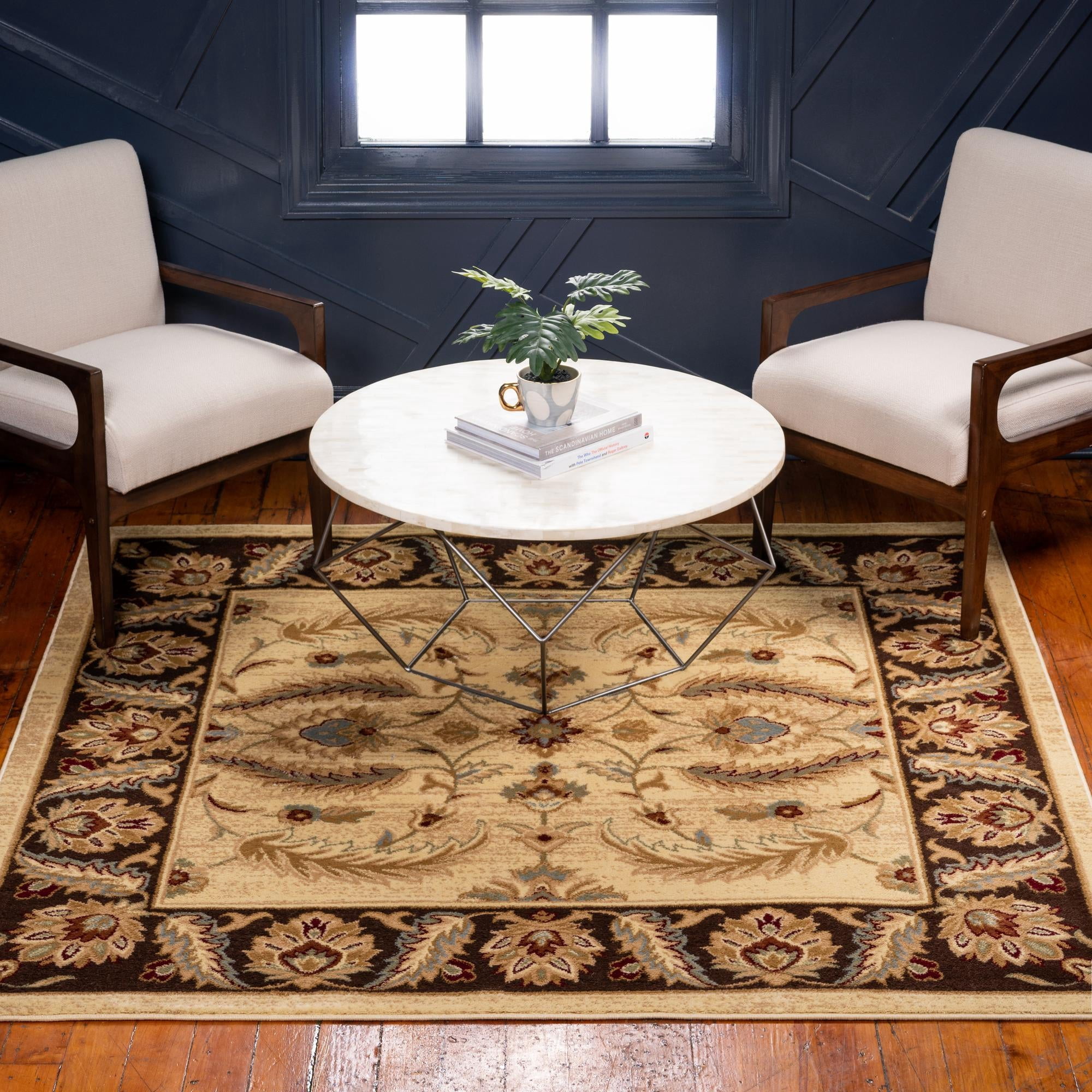 Rugs.com Aditi Collection Rug – 10 Ft Square Cream Low Rug Perfect For ...