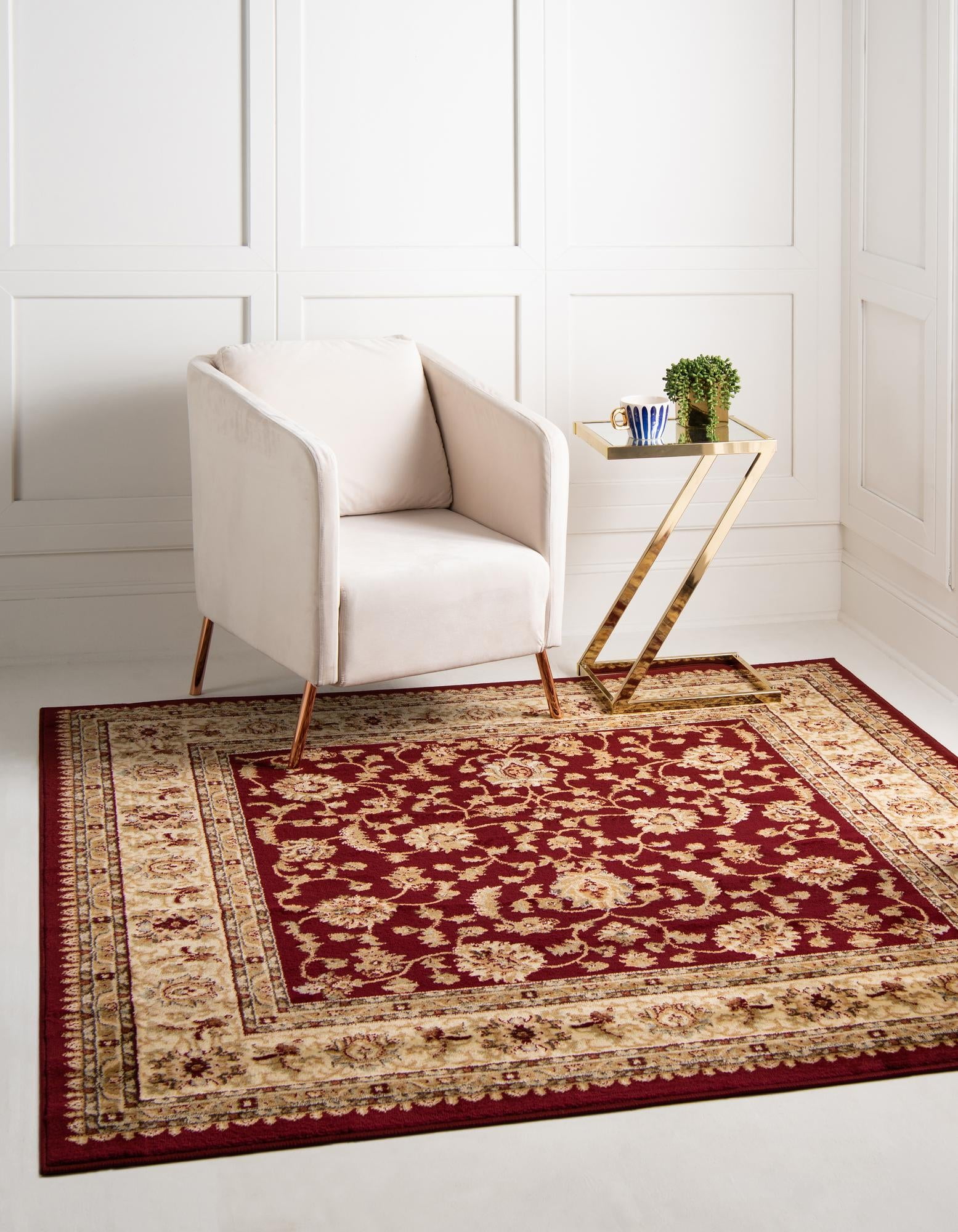 Rugs.com Aditi Collection Rug – 10 Ft Square Red Low Rug Perfect For ...