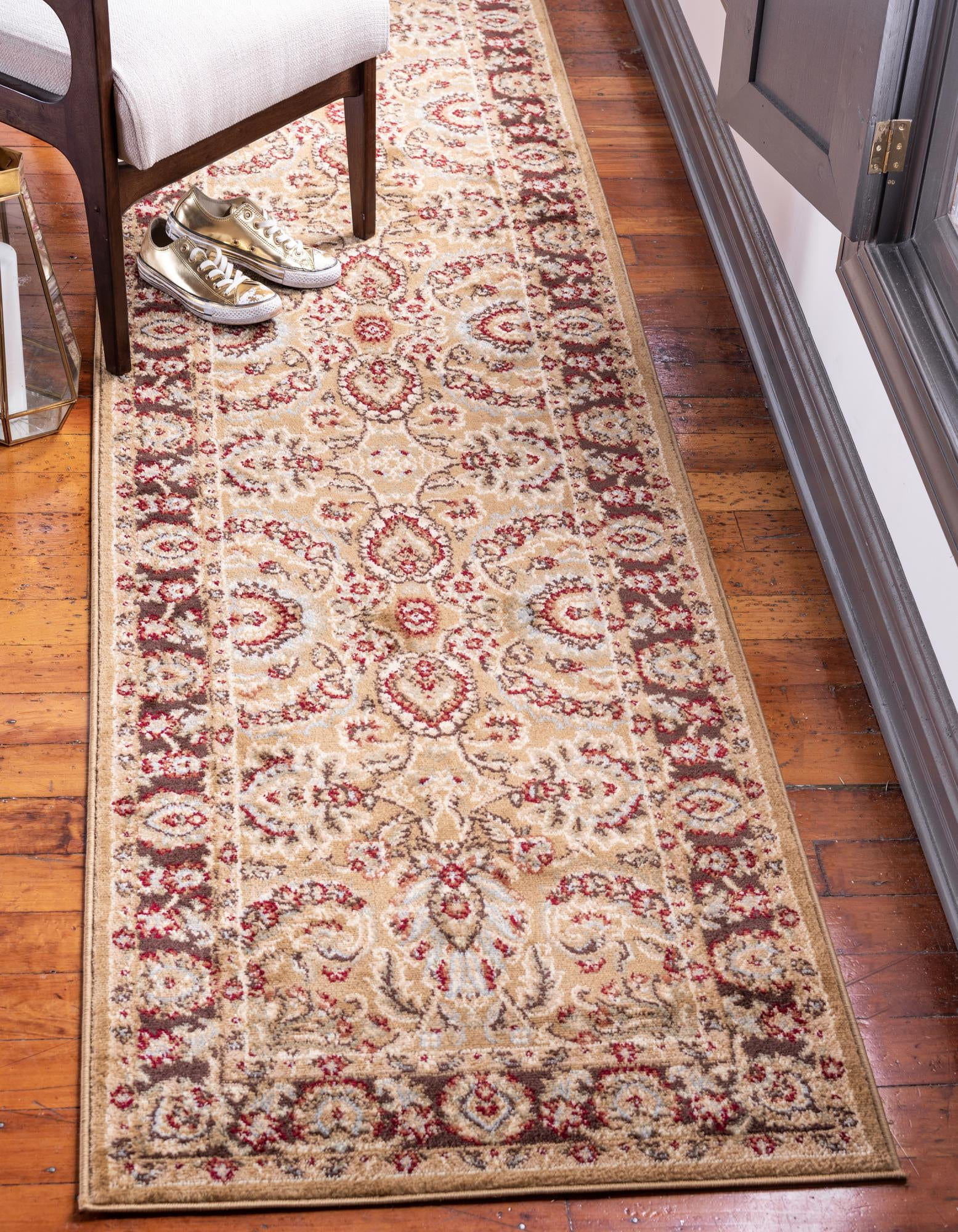 Rugs.com Aditi Collection Rug – 2' 7 x 10' Runner Tan Low Rug Perfect ...