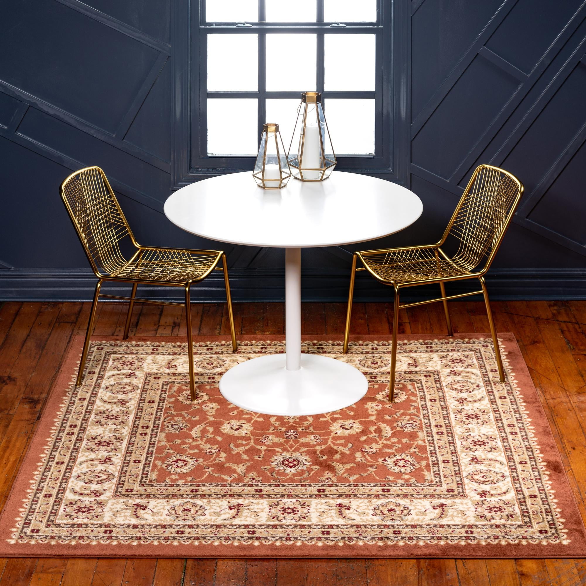 Rugs.com Aditi Collection Rug – 4' Square Brick Red Low Rug Perfect For ...