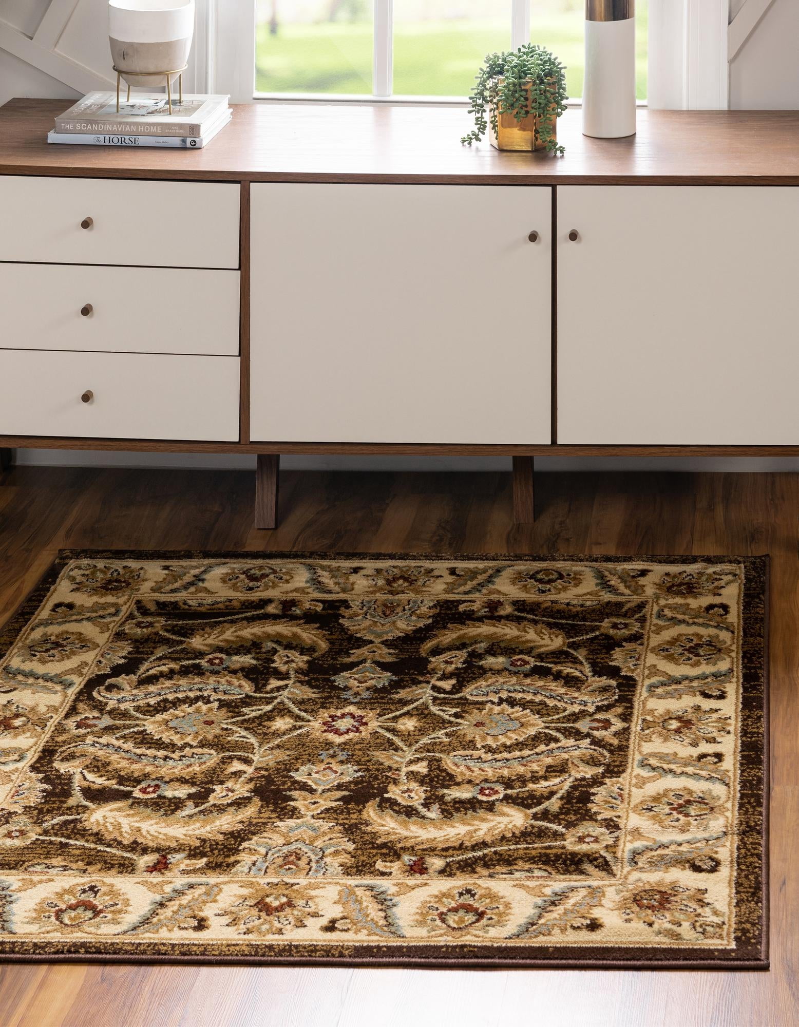 Rugs.com Aditi Collection Rug – 4' Square Brown Low Rug Perfect For ...