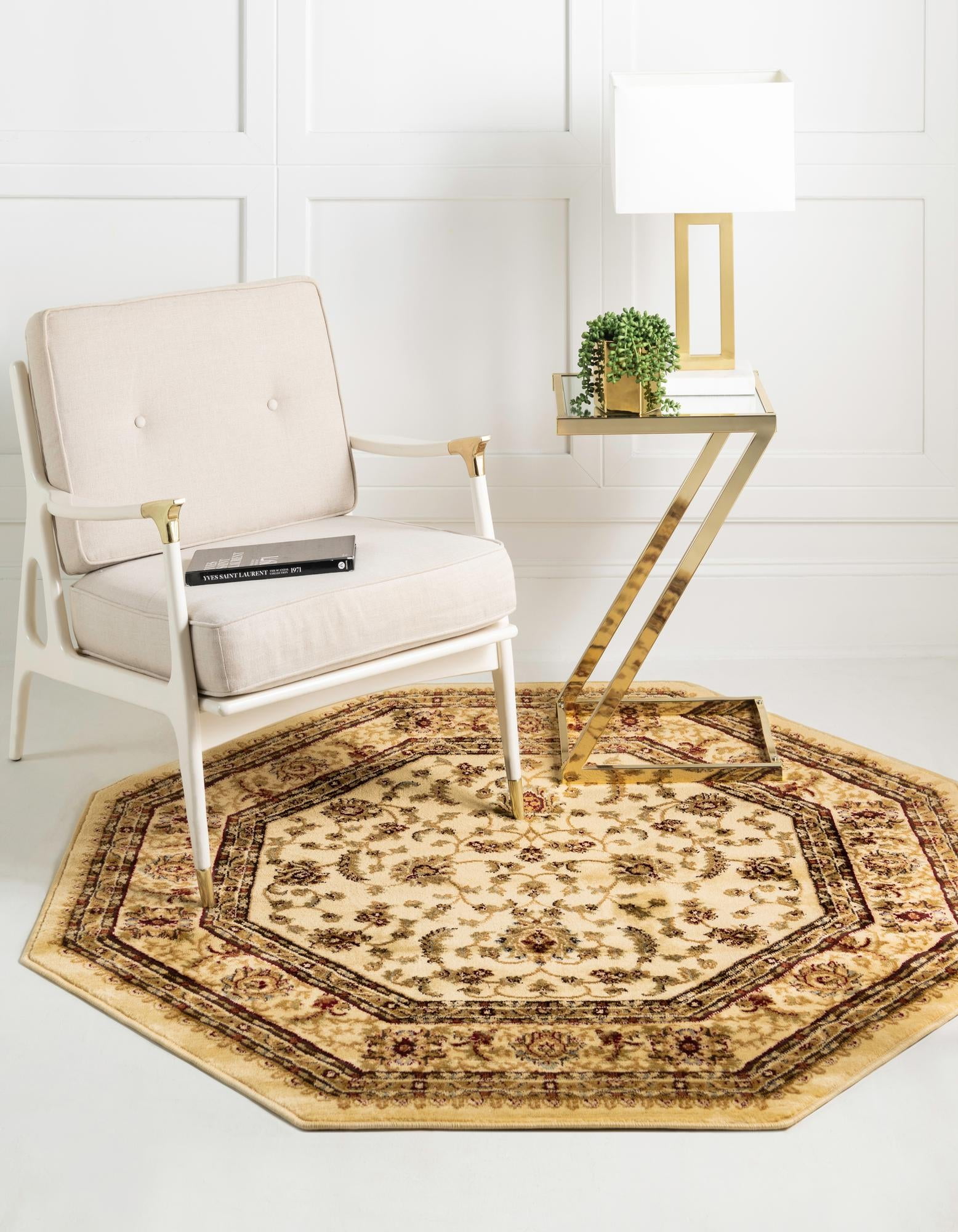 Rugs.com Aditi Collection Rug – 5' 3 Octagon Cream Low Rug Perfect For ...