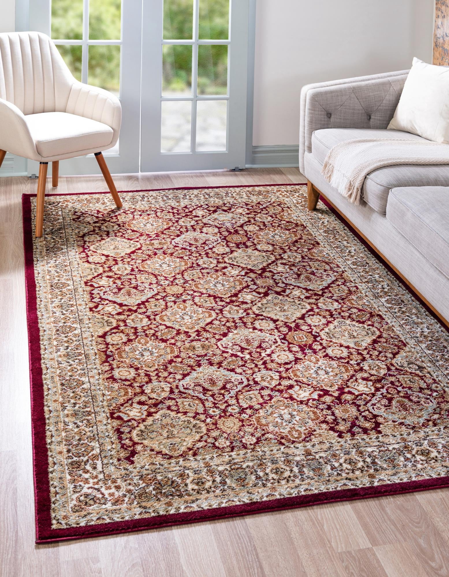 Rugs.com Aditi Collection Rug – 5' 3 x 8' Red Low Rug Perfect For ...
